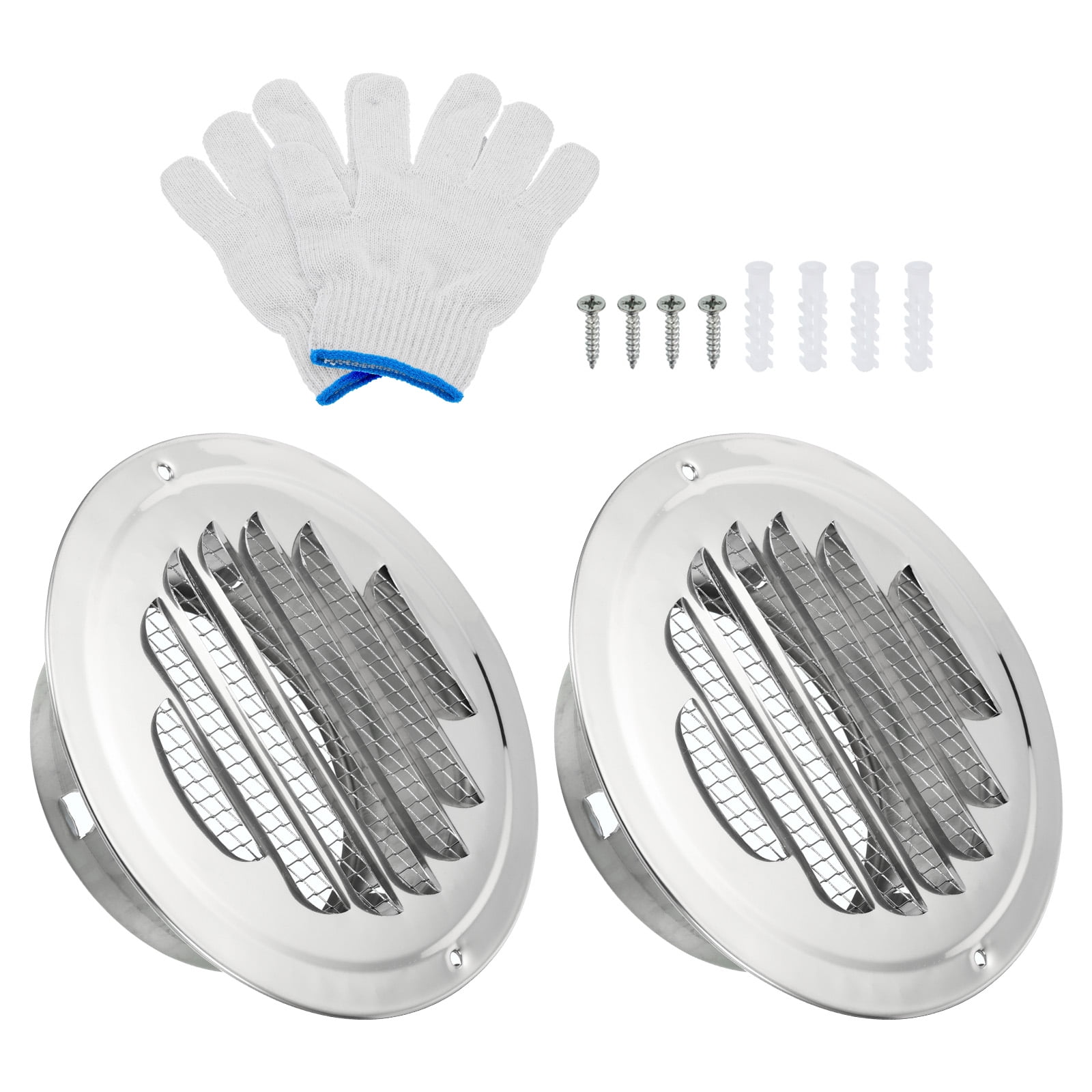 Uxcell 4" Round Soffit Air Vents, 2 Set Stainless Steel Louver Grille ...