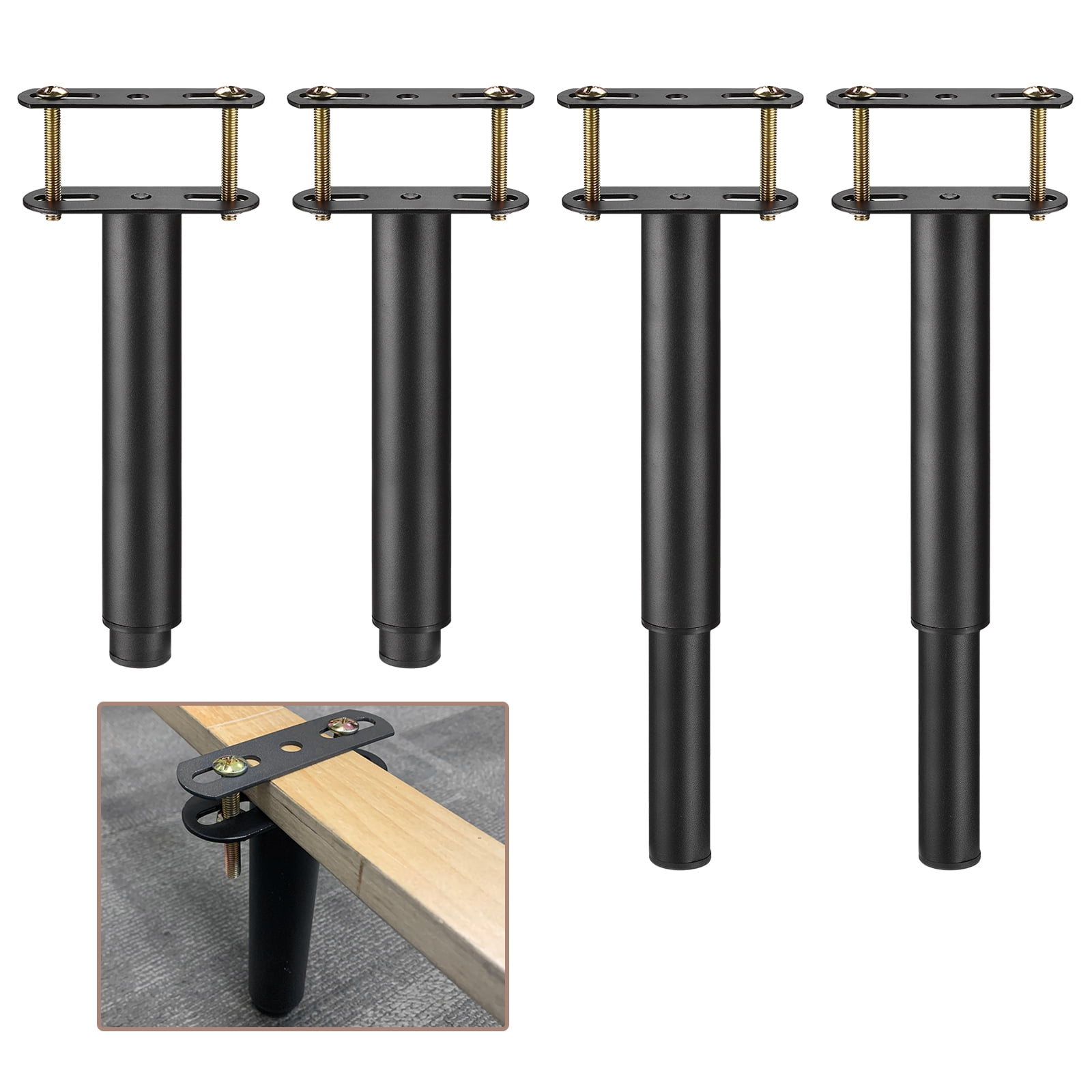Uxcell 4 Set Adjustable Height Bed Frame Support Legs, Bed Frame Center ...