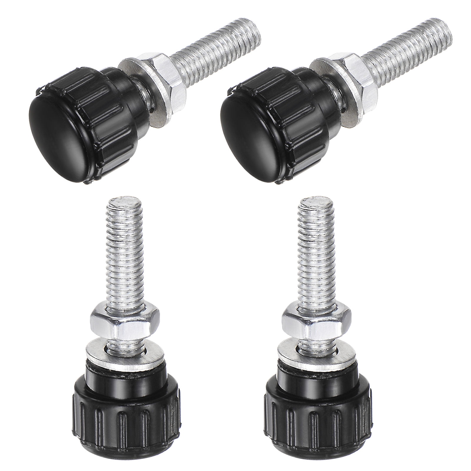 Uxcell 4 Set Male Thread Head Knurled Clamping Knobs Thumb Screws with Nuts Washers Black M5 x ...