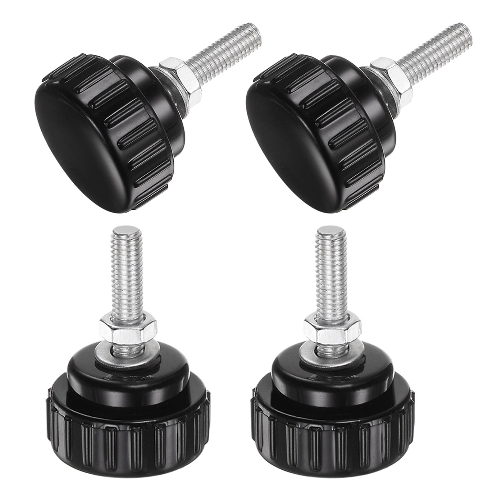 Uxcell 4 Set Male Thread Head Knurled Clamping Knobs Thumb Screws with Nuts Washers Black M5 x ...
