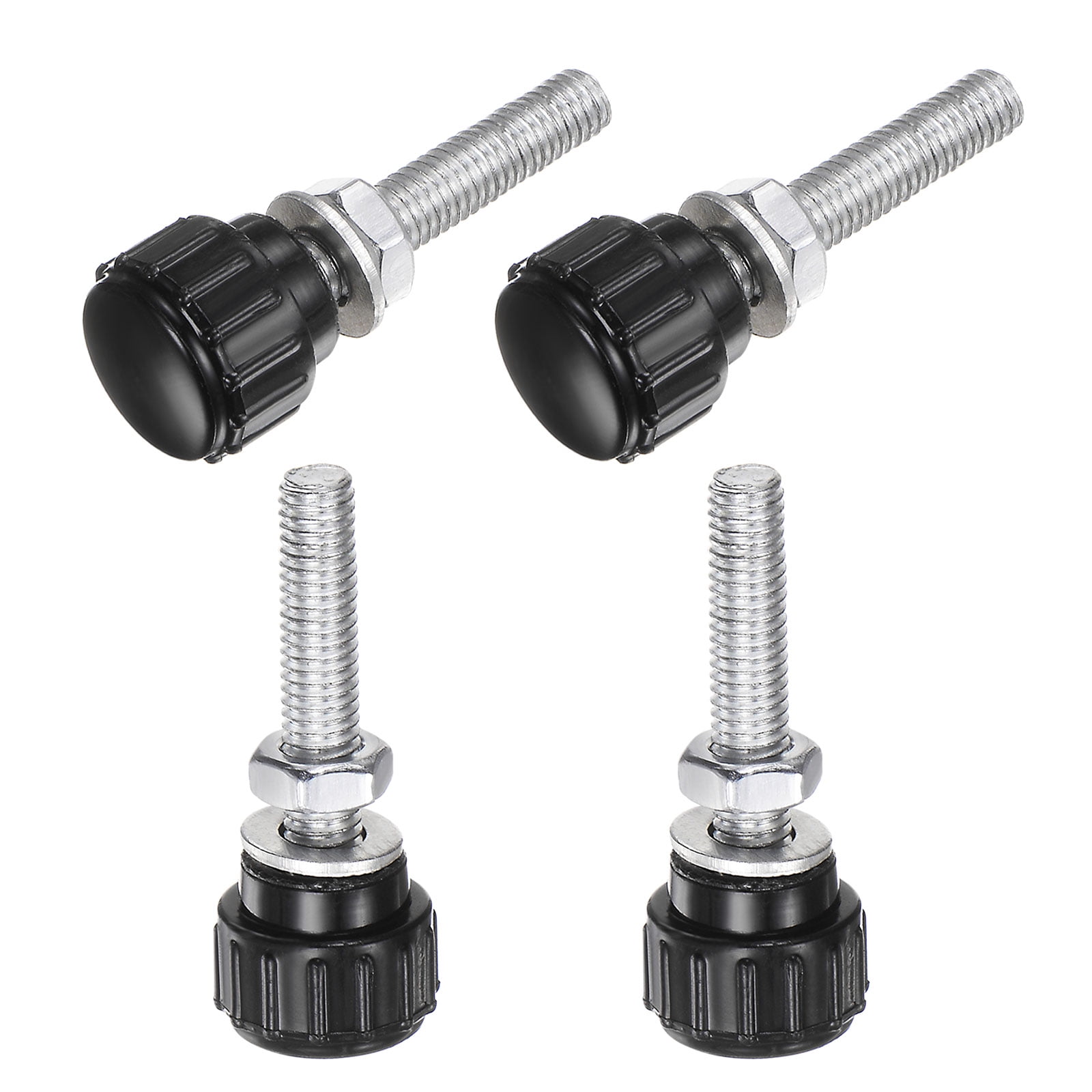 Uxcell 4 Set Male Thread Head Knurled Clamping Knobs Thumb Screws with Nuts Washers Black M5 x ...