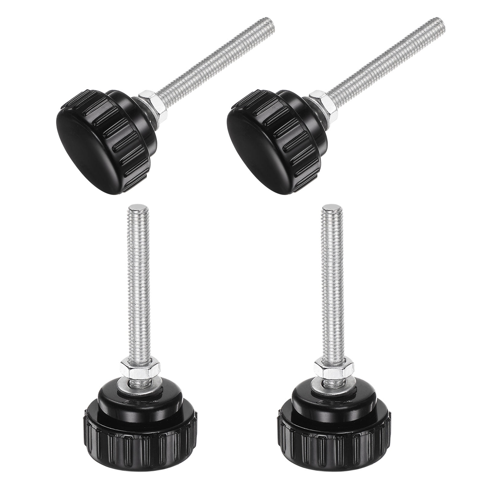 Uxcell 4 Set M5 x 50mm Male Thread 25mm Head Knurled Clamping Knobs Thumb Screws with Nuts ...