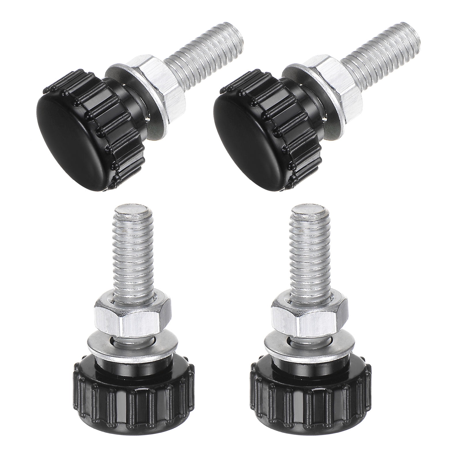 Uxcell 4 Set M6 x 20mm Male Thread 17mm Head Knurled Clamping Knobs Thumb Screws with Nuts ...