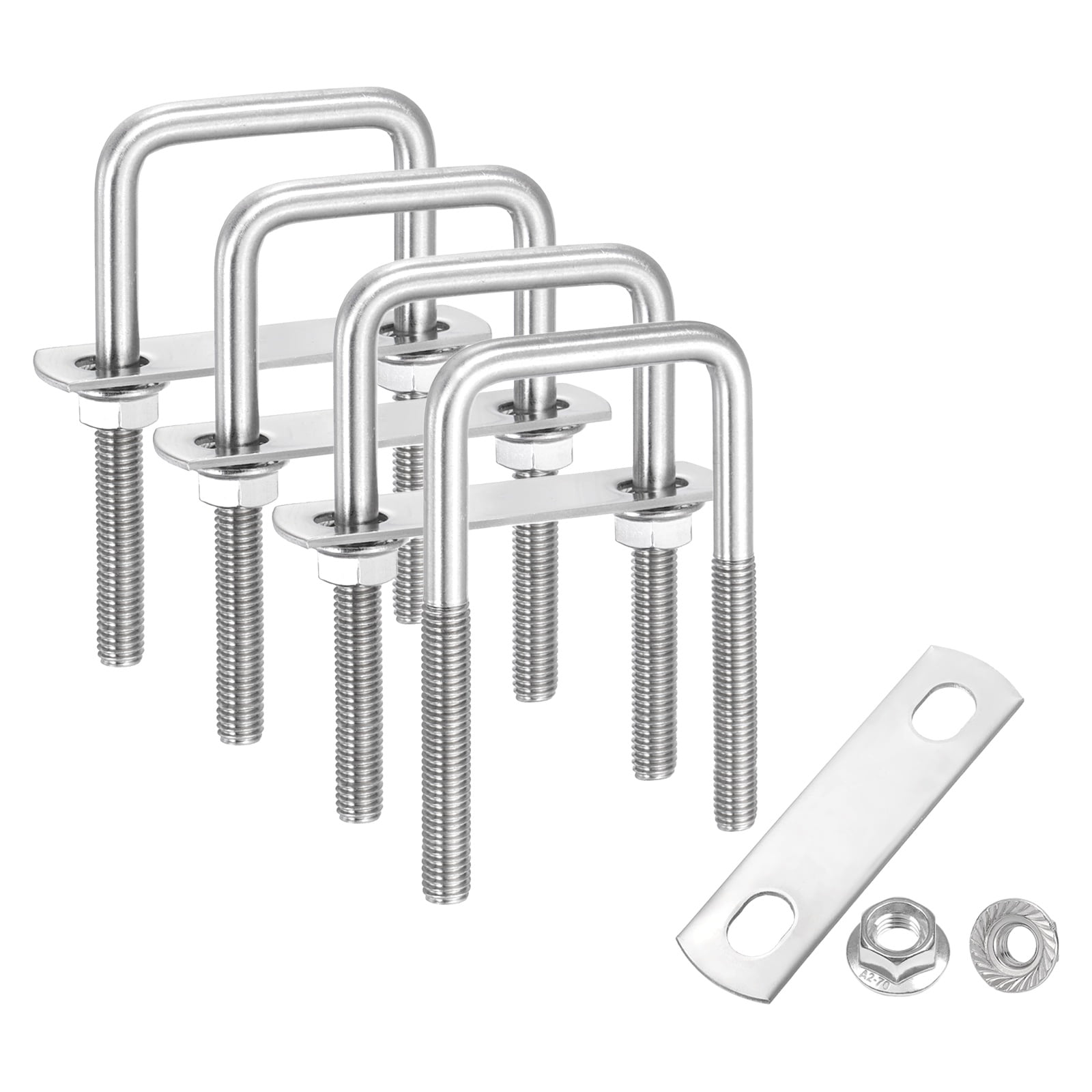Uxcell 4 Set M8 1-9/16 Inch Inner Wide Square U Bolts, 4 Inch Length ...