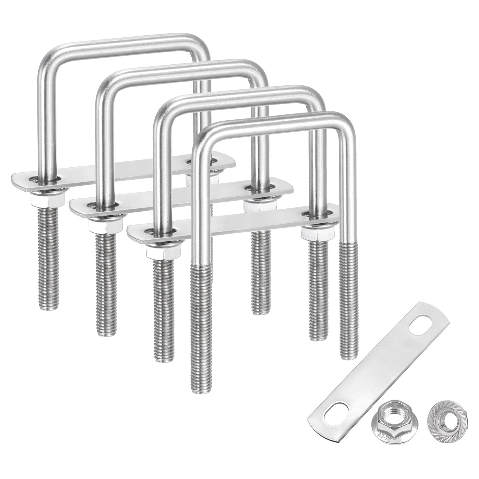 Uxcell 4 Set M8 2 Inch Inner Wide Square U Bolts, 4-3/4 Inch Length 304 ...