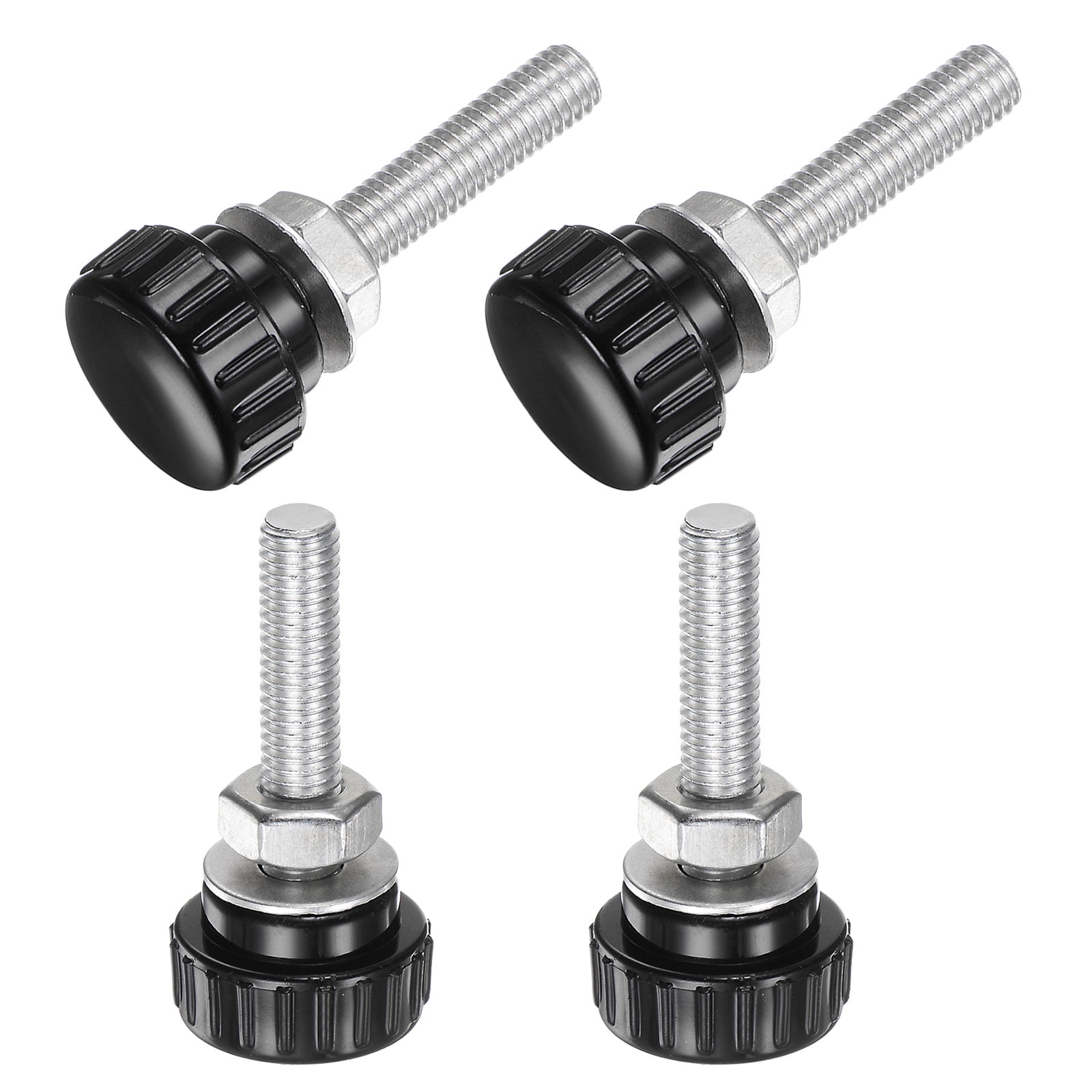 Uxcell 4 Set M8 x 40mm Male Thread 25mm Head Knurled Clamping Knobs Thumb Screws with Nuts ...