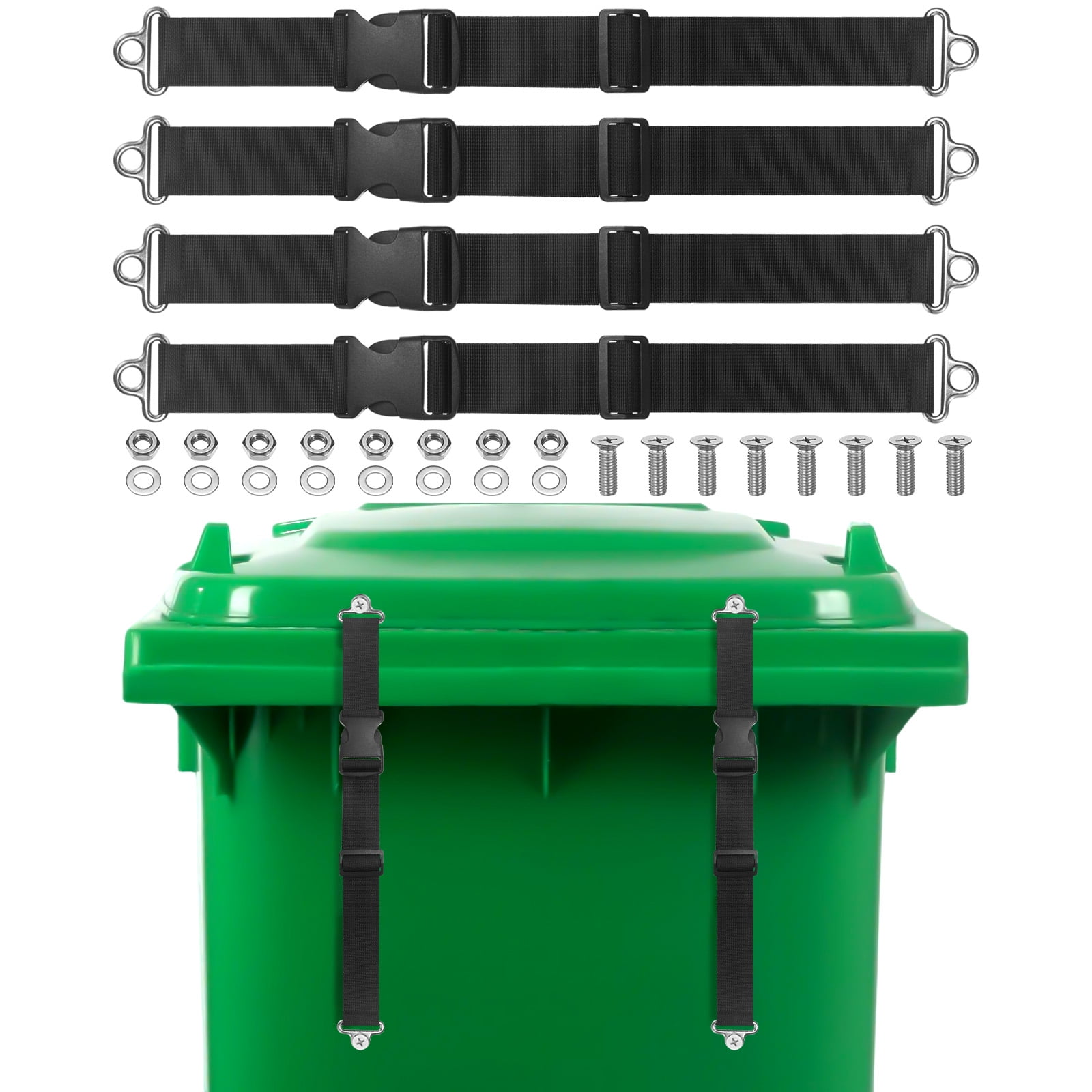 Uxcell 4-Set Trash Can Locks for Animals, 15-17.7 Inch Adjustable ...