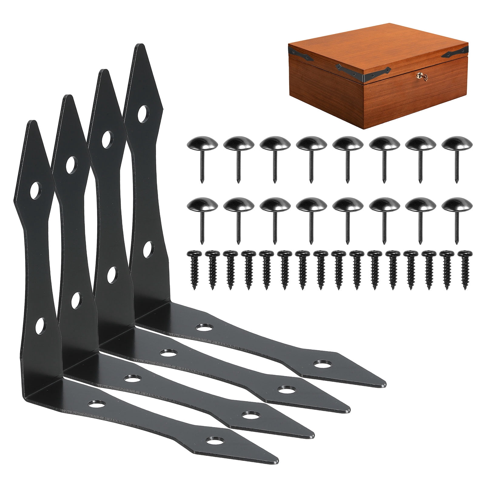 Uxcell 4 Sets Decorative Corner Brackets 3.9"x3.9"x0.8", Flat L-shaped ...