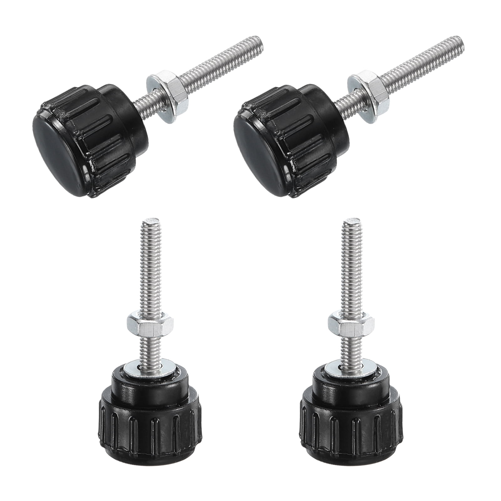 Uxcell 4 Set Male Thread Head Knurled Clamping Knobs Thumb Screws with Nuts Washers Black M3 x ...