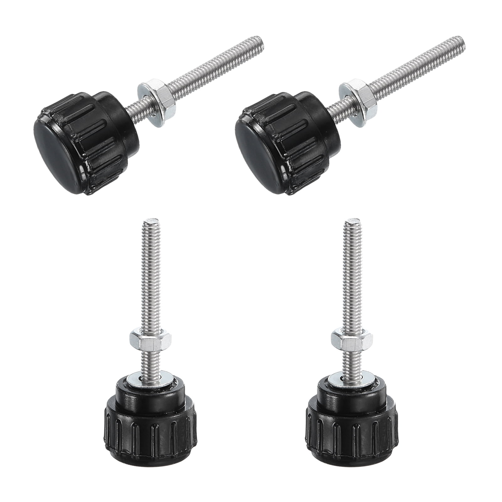 Uxcell 4 Sets Knurled Knobs Thumb Screws with Nuts Washers, Metric M3 x 25mm 304 Stainless Steel ...