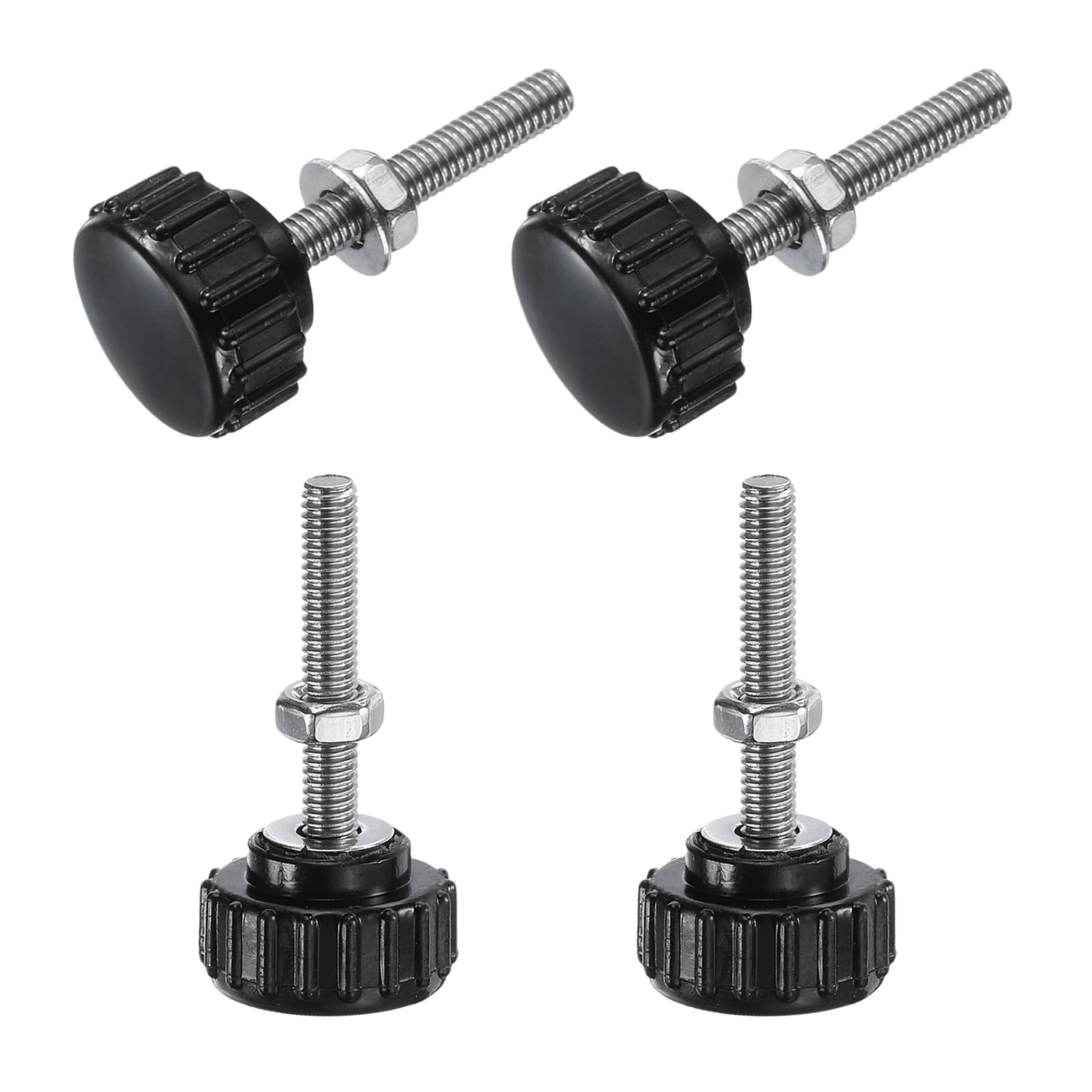 Uxcell 4 Sets Knurled Knobs Thumb Screws with Nuts Washers, Metric M4 x 25mm 304 Stainless Steel ...