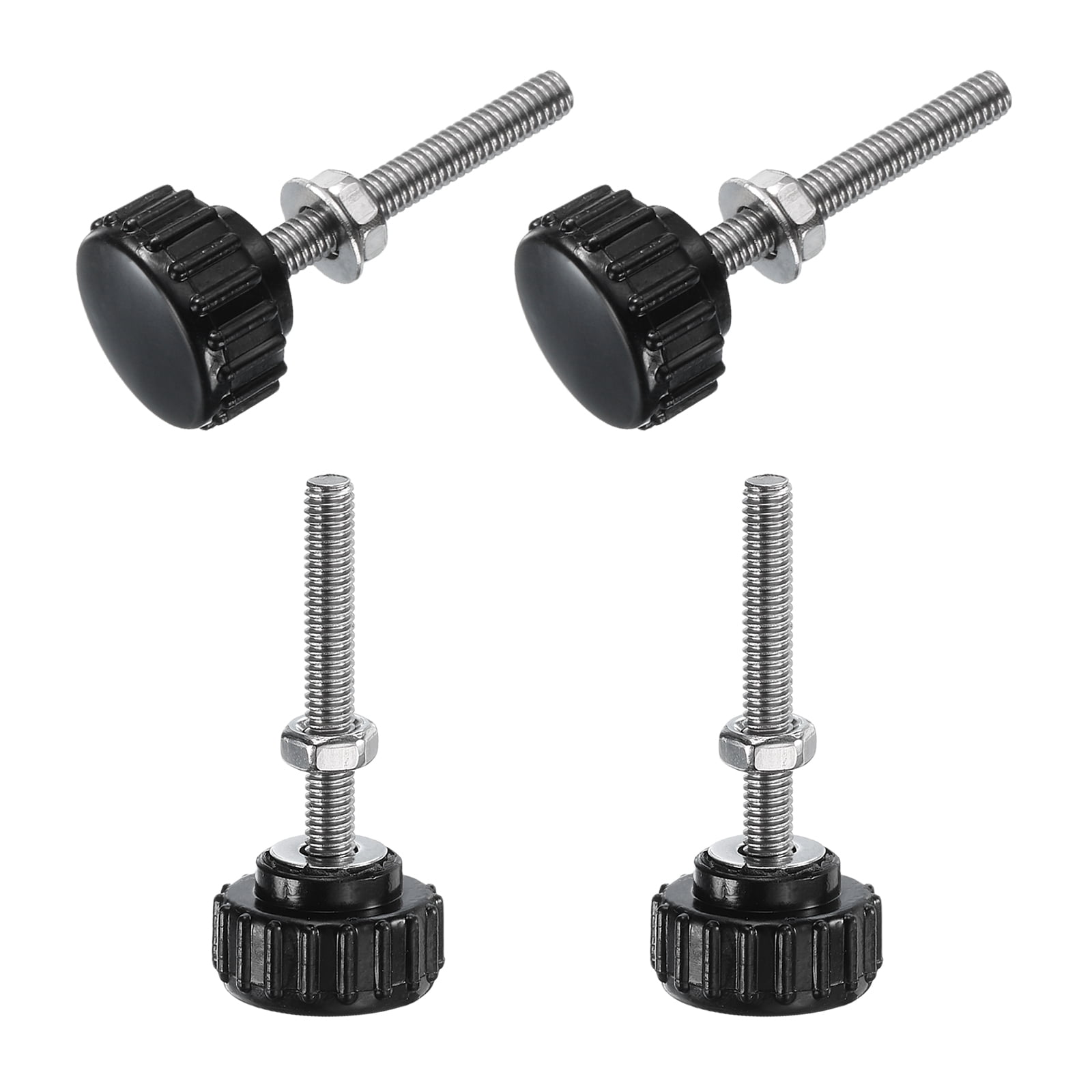 Uxcell 4 Sets Knurled Knobs Thumb Screws with Nuts Washers, Metric M4 x 30mm 304 Stainless Steel ...