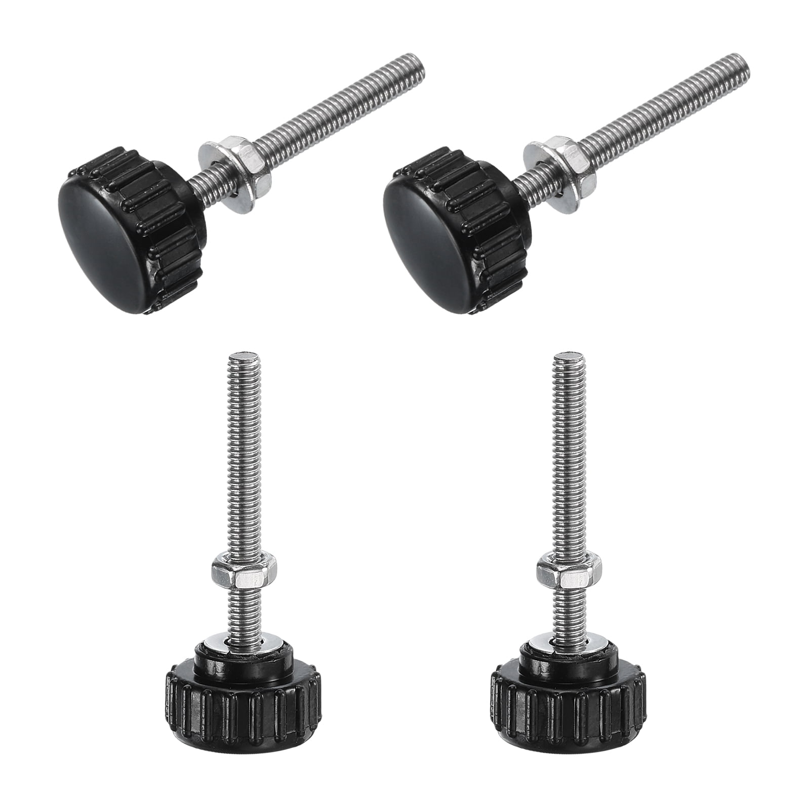 Uxcell 4 Sets Knurled Knobs Thumb Screws with Nuts Washers, Metric M4 x 35mm 304 Stainless Steel ...