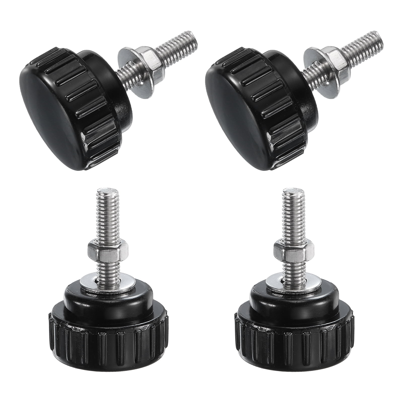 Uxcell 4 Sets Knurled Knobs Thumb Screws with Nuts Washers, Metric M5 x 20mm 304 Stainless Steel ...