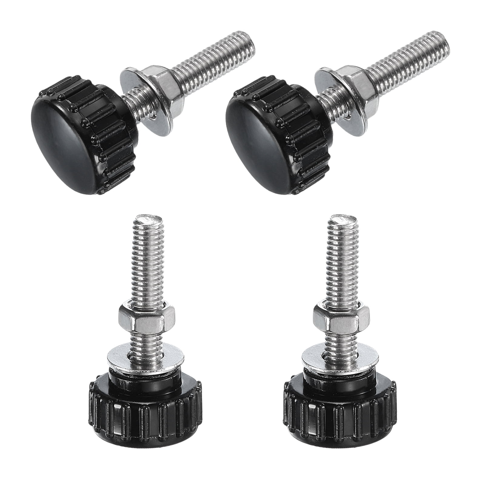 Uxcell 4 Sets Knurled Knobs Thumb Screws with Nuts Washers, Metric M5 x 25mm 304 Stainless Steel ...