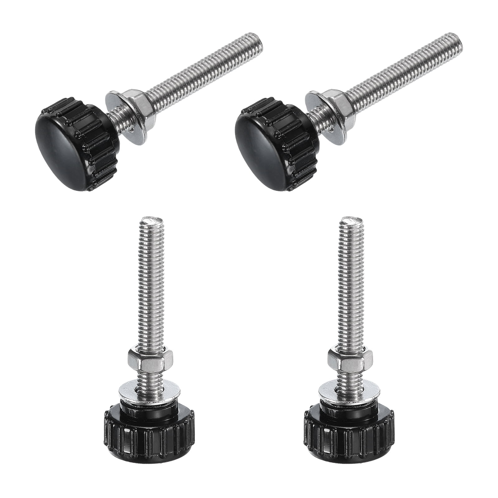 Uxcell 4 Set Male Thread Head Knurled Clamping Knobs Thumb Screws with Nuts Washers Black M5 x ...