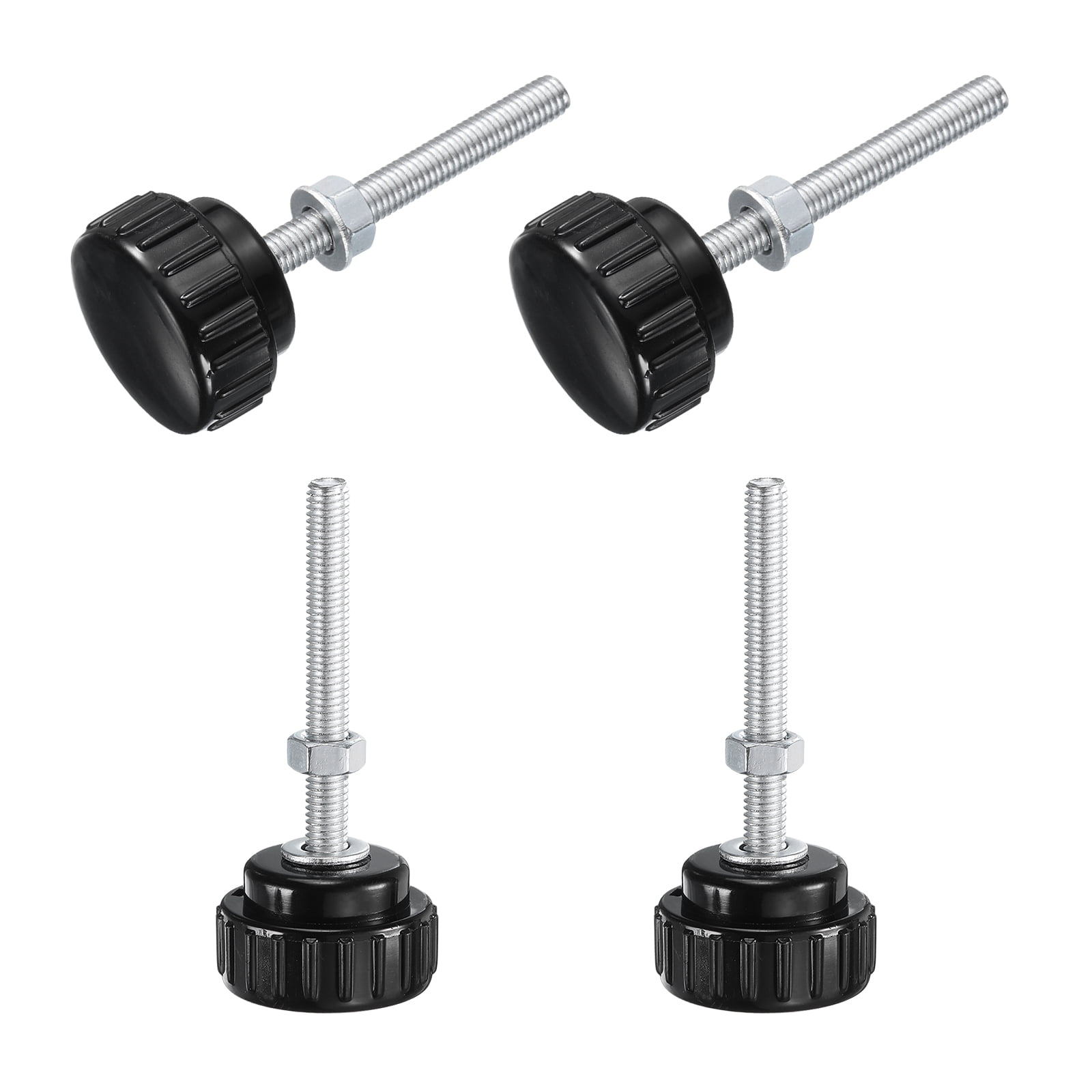 Uxcell 4 Set Male Thread Head Knurled Clamping Knobs Thumb Screws with Nuts Washers Black M5 x ...