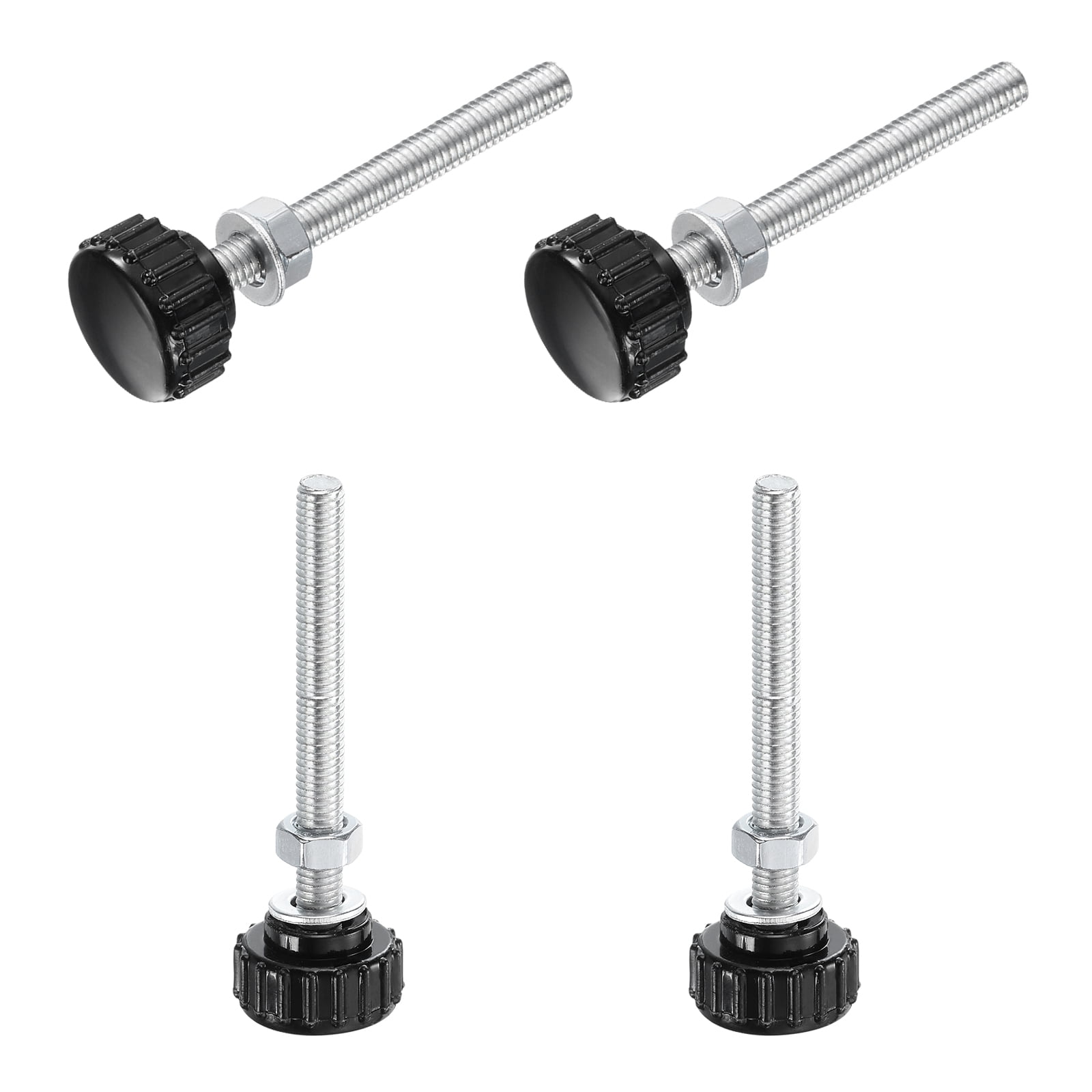 Uxcell 4 Sets Knurled Knobs Thumb Screws with Nuts Washers, Metric M5 x 50mm Zinc Plated Carbon ...