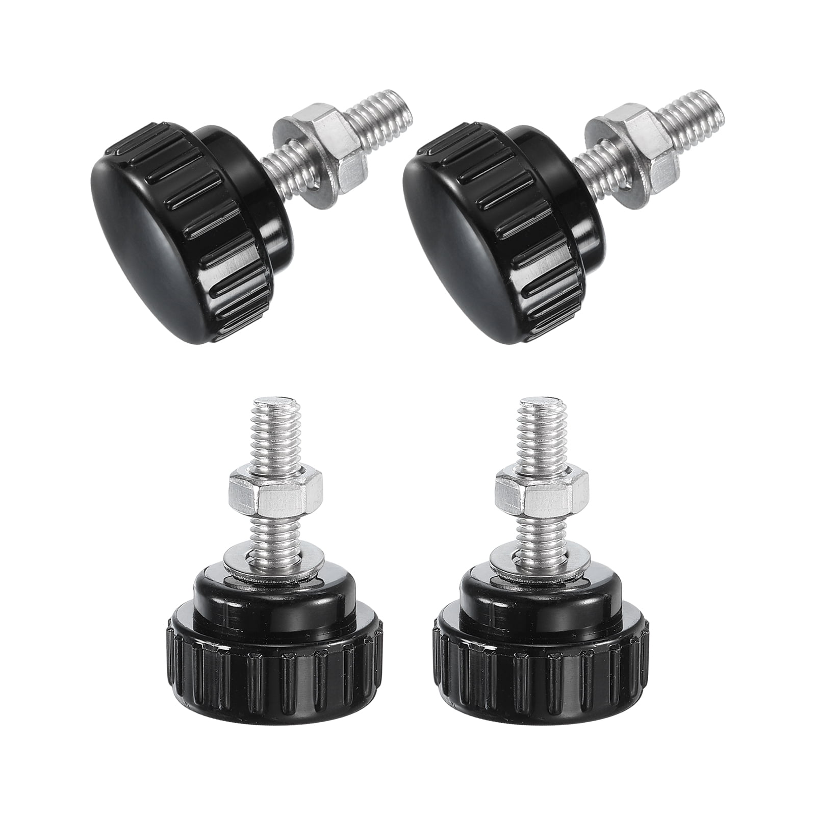 Uxcell 4 Sets Knurled Knobs Thumb Screws with Nuts Washers, Metric M6 x 20mm 304 Stainless Steel ...