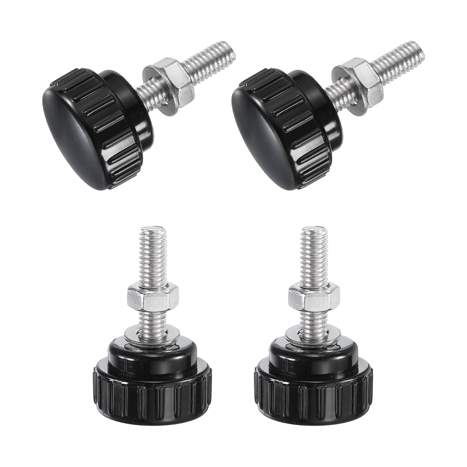 Uxcell 4 Sets Knurled Knobs Thumb Screws with Nuts Washers, Metric M6 x 25mm 304 Stainless Steel ...