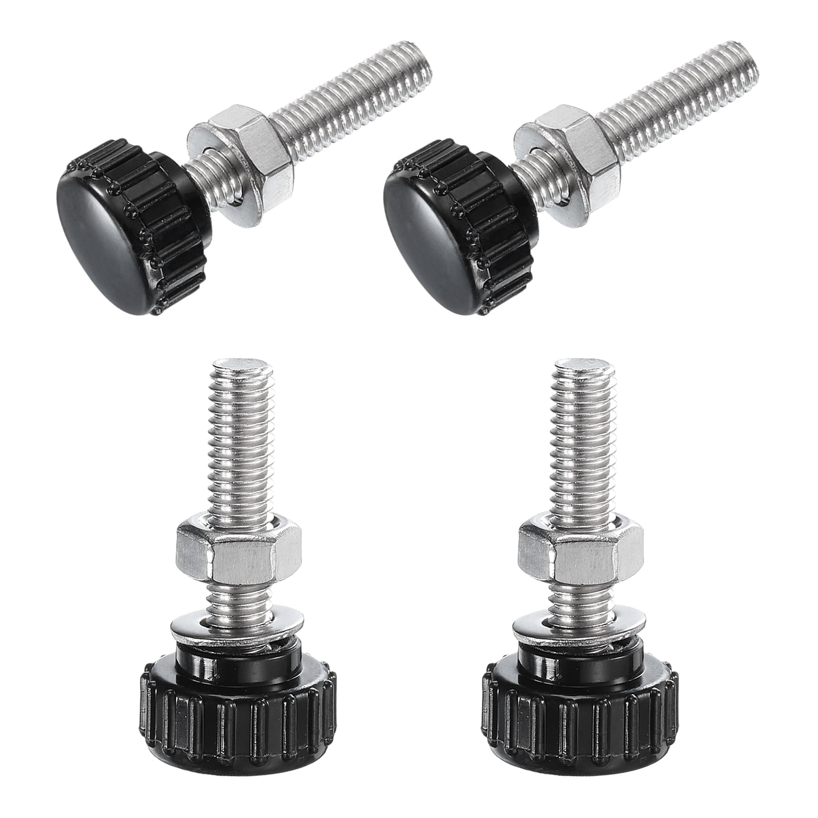 Uxcell 4 Sets Knurled Knobs Thumb Screws with Nuts Washers, Metric M6 x 30mm 304 Stainless Steel ...