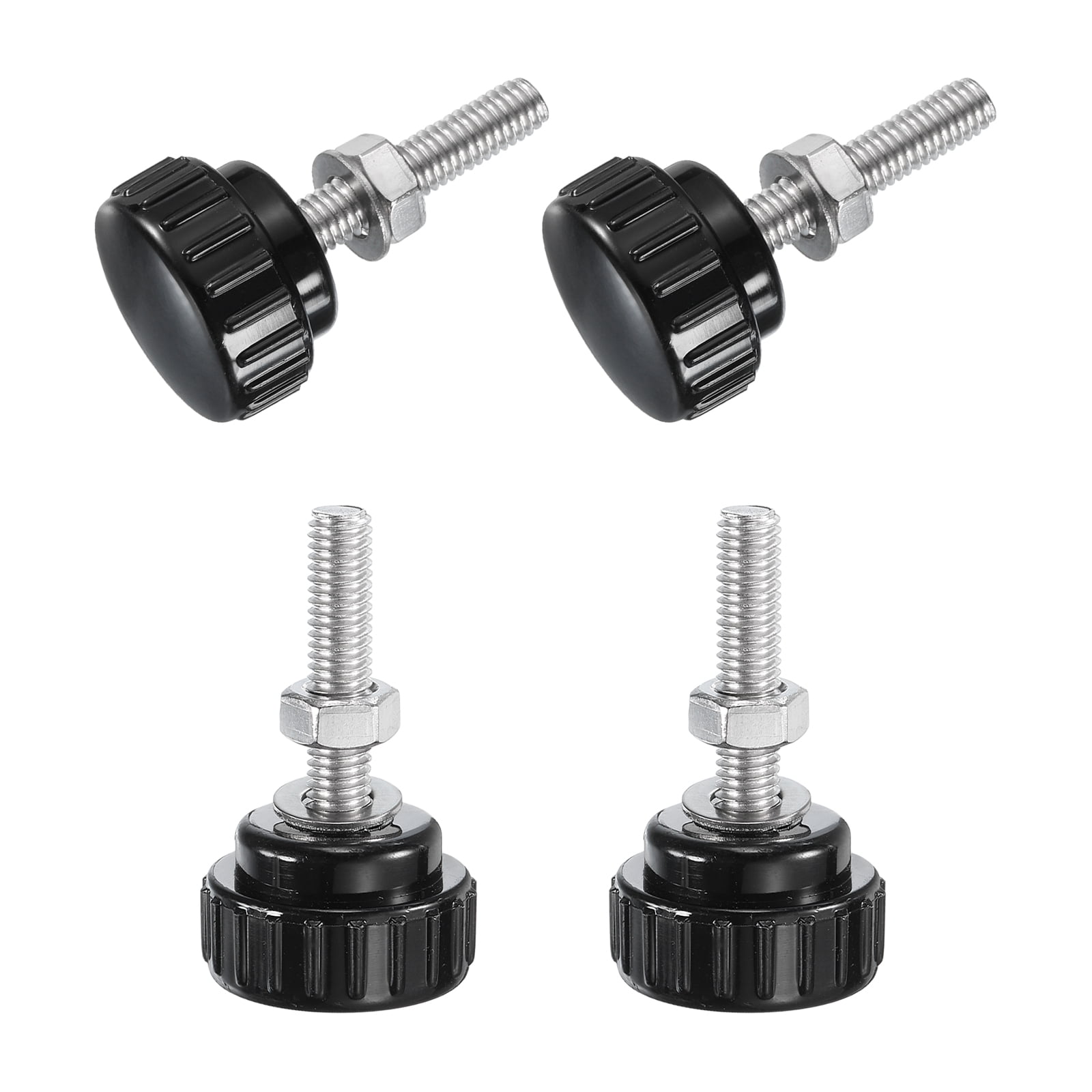 Uxcell 4 Sets Knurled Knobs Thumb Screws with Nuts Washers, Metric M6 x 30mm 304 Stainless Steel ...