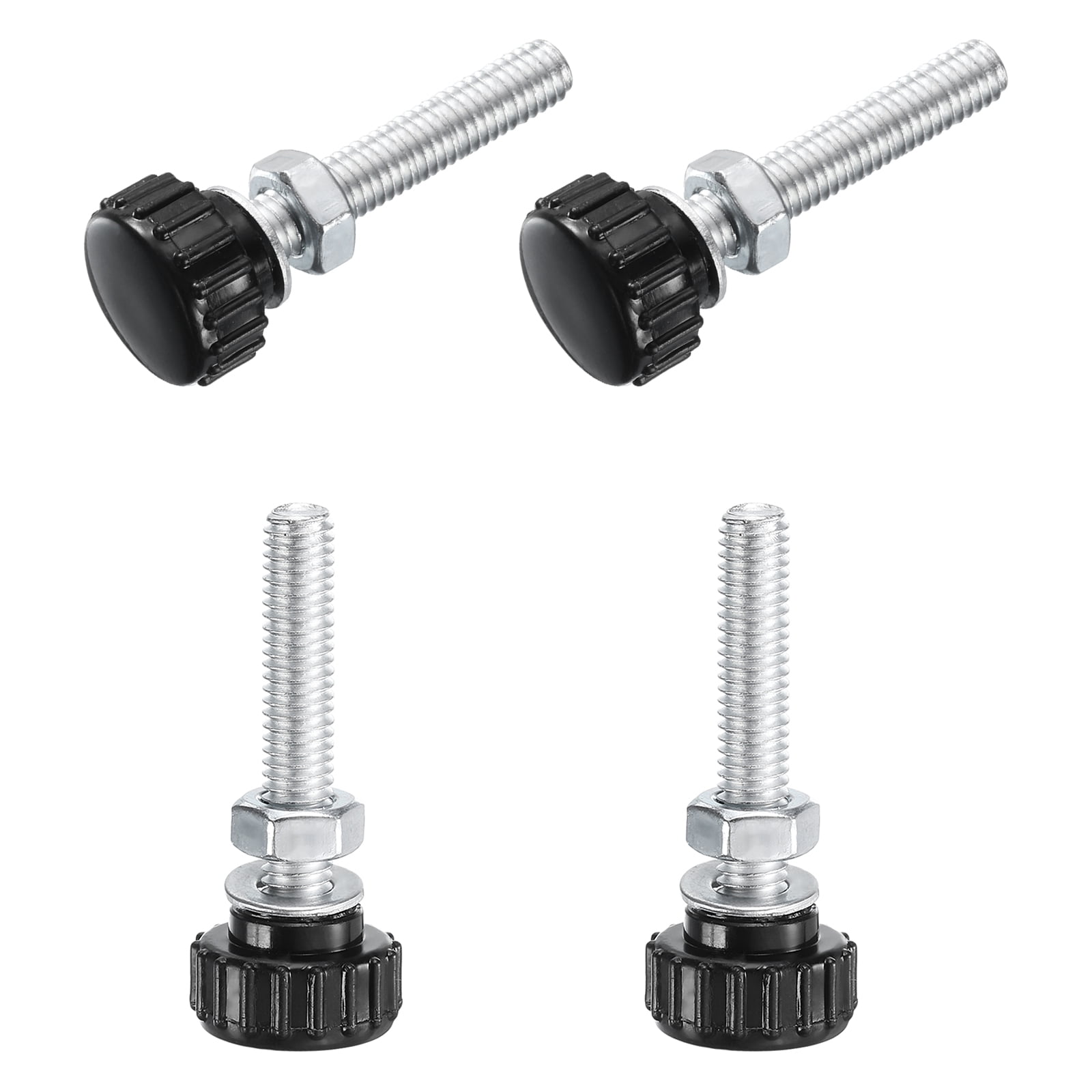 Uxcell 4 Sets Knurled Knobs Thumb Screws with Nuts Washers, Metric M6 x 35mm Zinc Plated Carbon ...