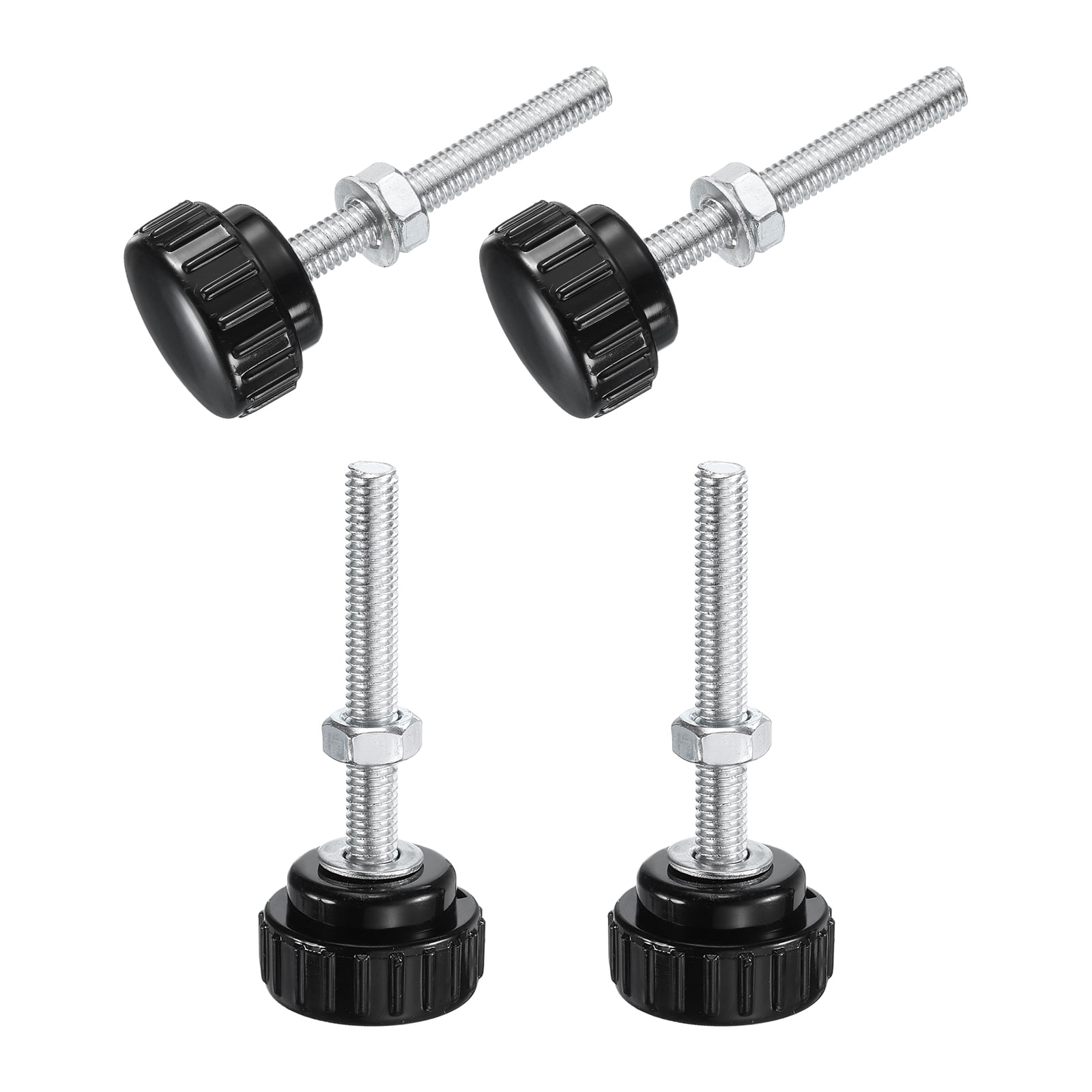 Uxcell 4 Sets Knurled Knobs Thumb Screws with Nuts Washers, Metric M6 x 45mm Zinc Plated Carbon ...
