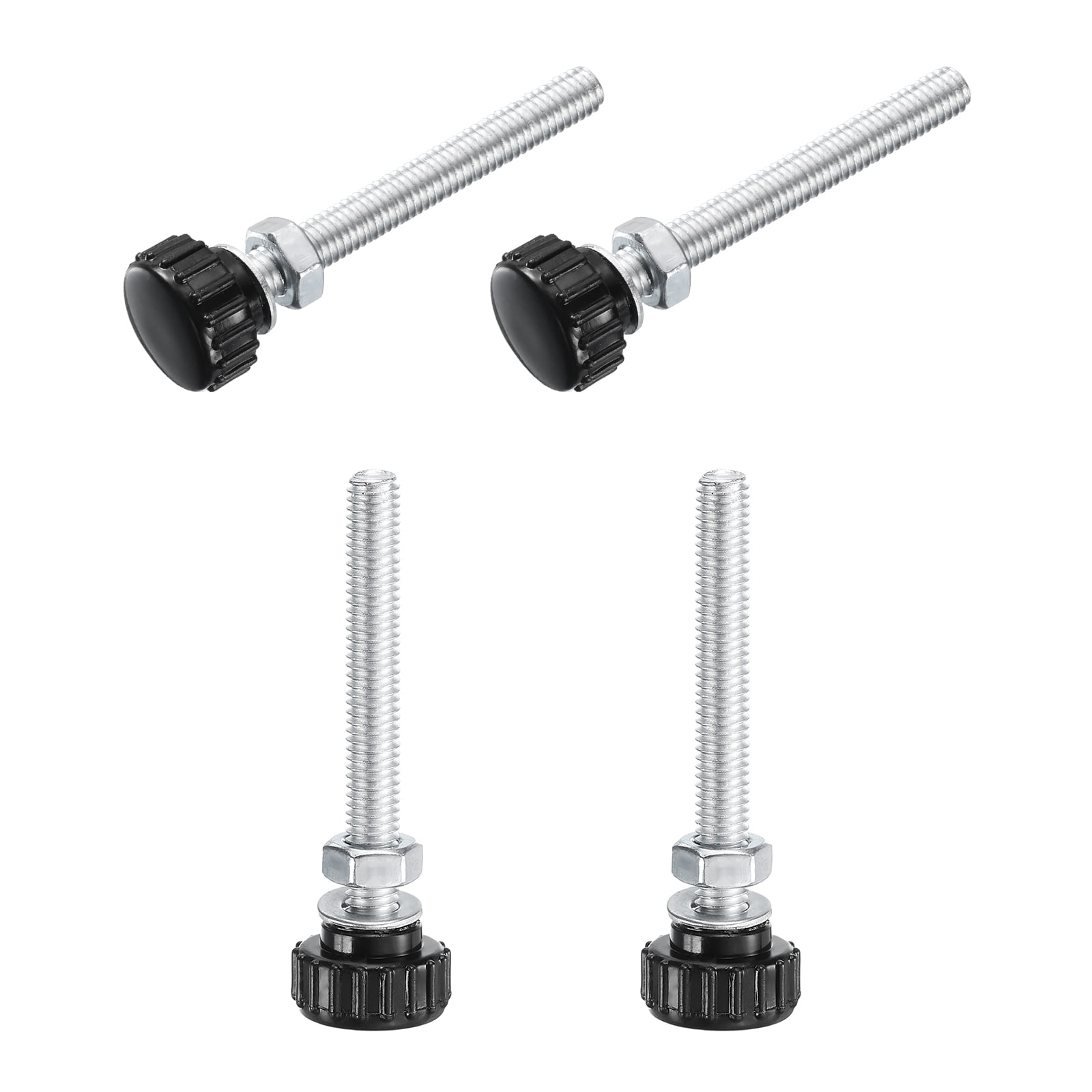 Uxcell 4 Sets Knurled Knobs Thumb Screws with Nuts Washers, Metric M6 x 55mm Zinc Plated Carbon ...