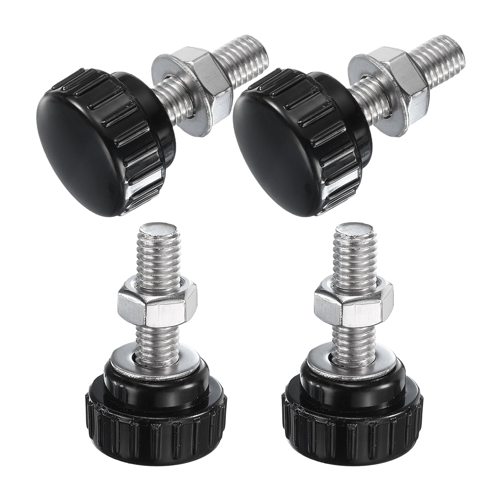 Uxcell 4 Sets Knurled Knobs Thumb Screws with Nuts Washers, Metric M8 x 25mm 304 Stainless Steel ...