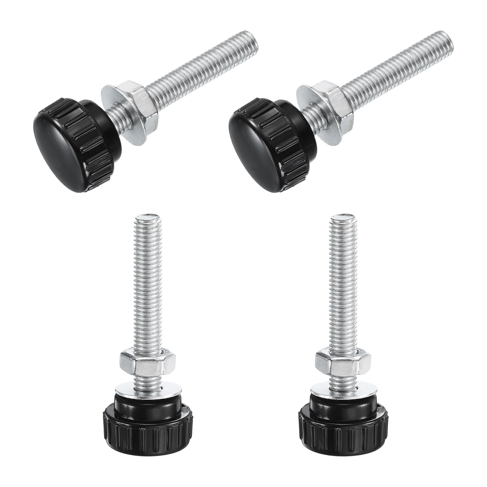 Uxcell 4 Sets Knurled Knobs Thumb Screws with Nuts Washers, Metric M8 x 55mm Zinc Plated Carbon ...