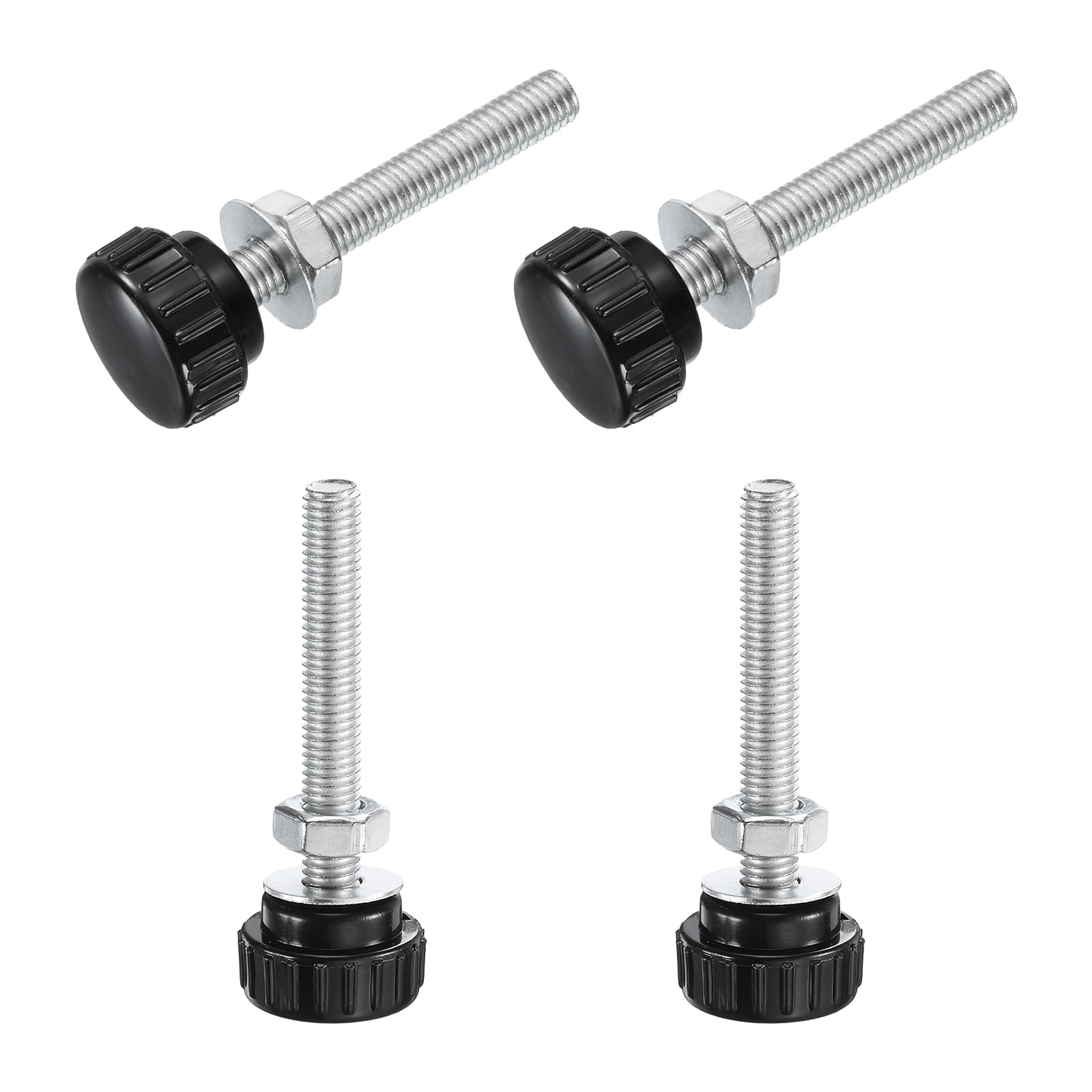 Uxcell 4 Sets Knurled Knobs Thumb Screws with Nuts Washers, Metric M8 x 60mm Zinc Plated Carbon ...