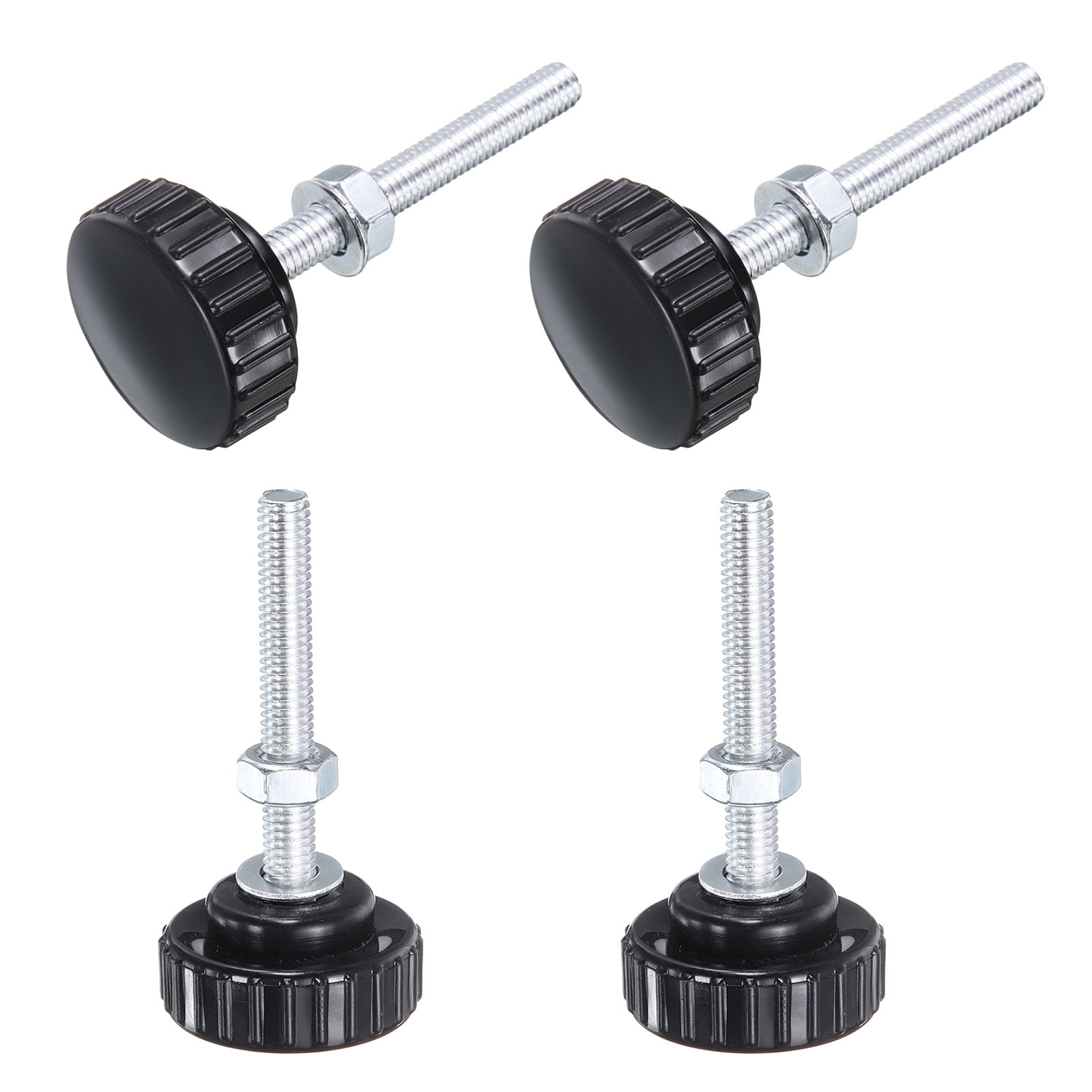 Uxcell 4 Sets Knurled Knobs with Nuts Washers, M6 x 45mm Carbon Steel Stud 30mm Head - Walmart.com