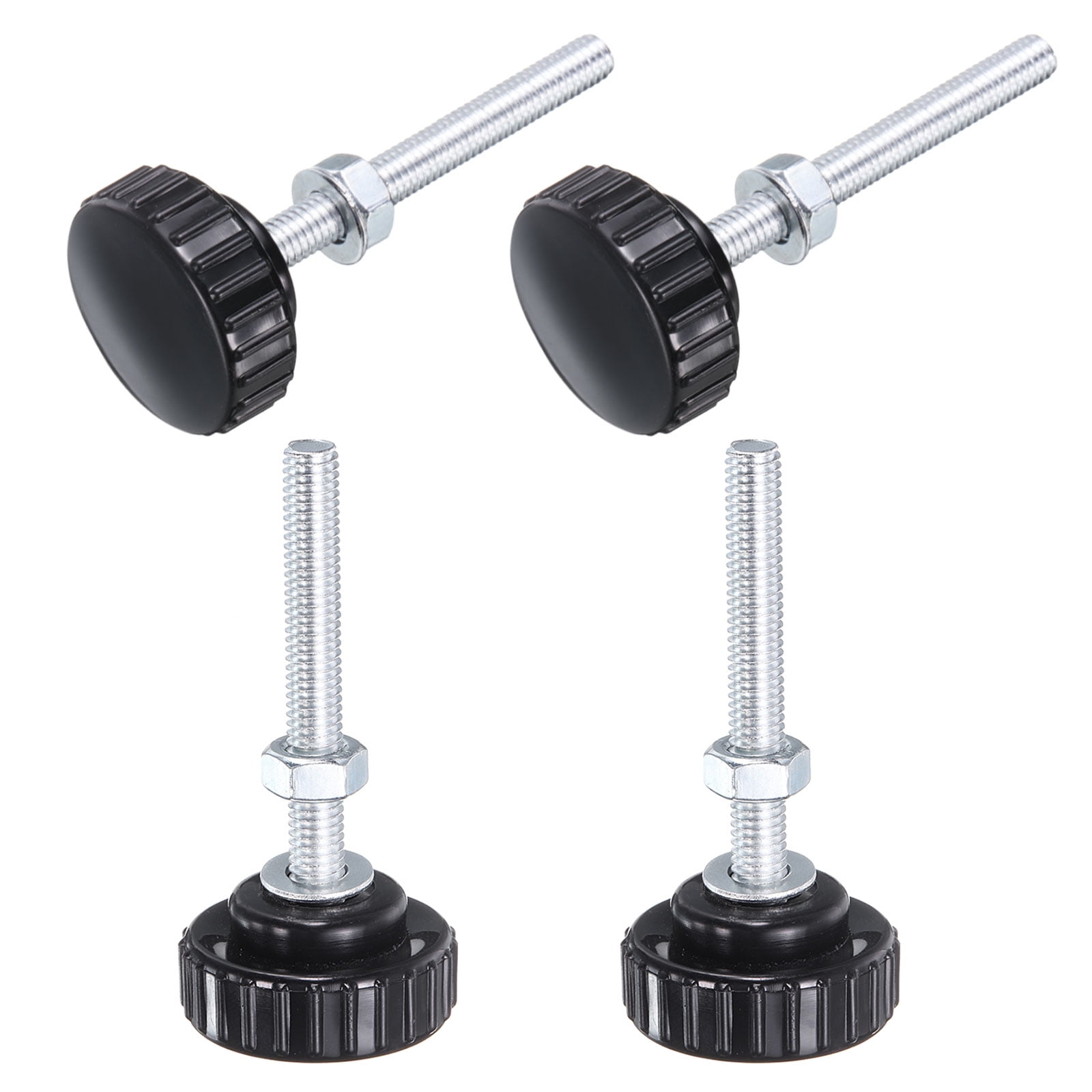 Uxcell 4 Set Male Thread Head Knurled Clamping Knobs Thumb Screws with Nuts Washers Black M6 x ...