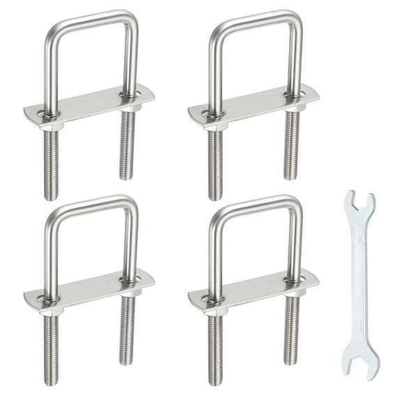 Uxcell 4 Sets M8 Square U-Bolts, 1.57" Inner Width 2.56" Length 304 Stainless Steel U Clamp ...