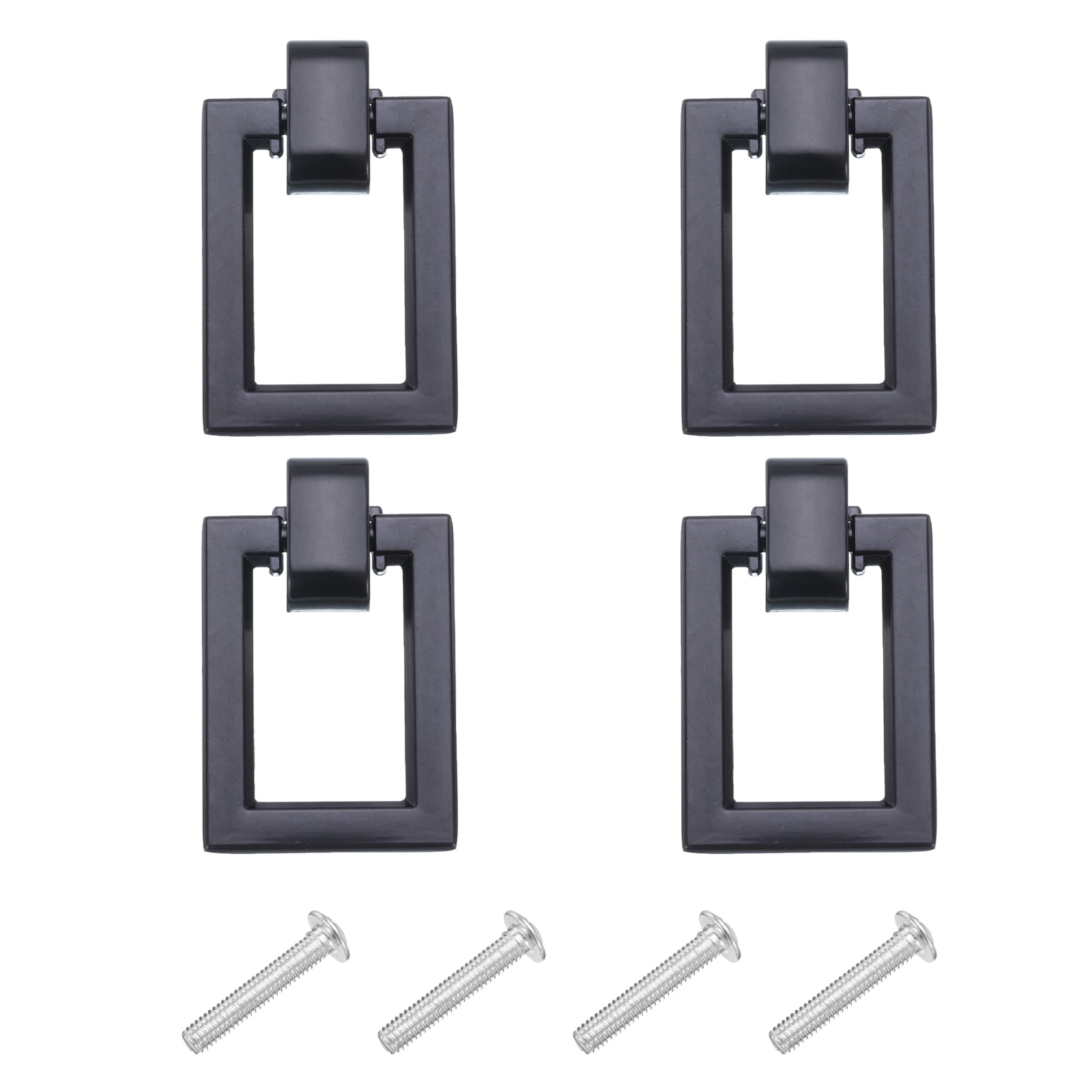 Uxcell 4 Sets Rectangle Ring Pulls Handles Single Hole with Screws for ...