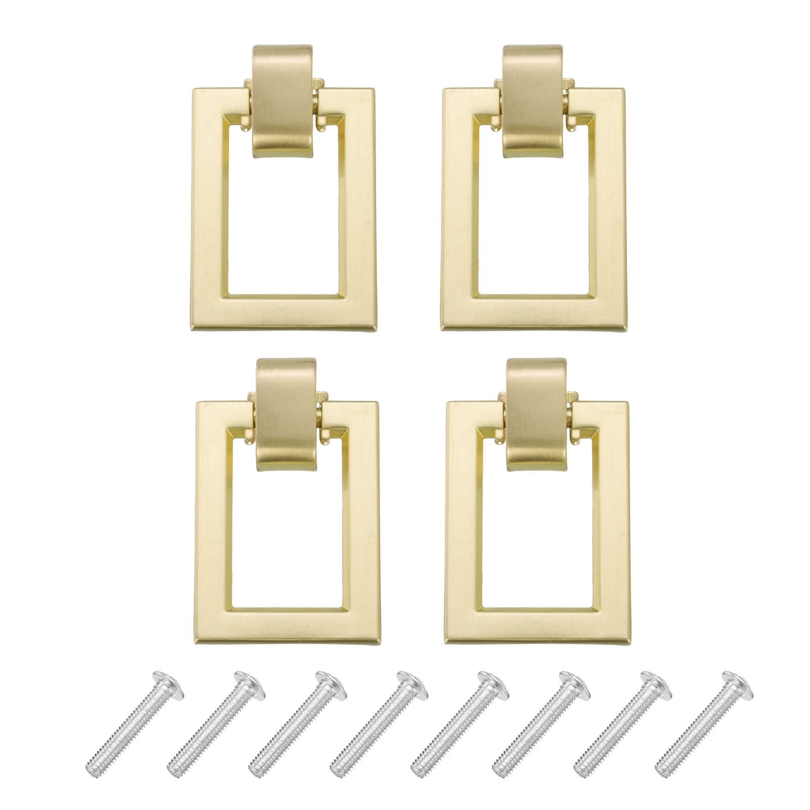 Uxcell 4 Sets Square Ring Pulls Handles Double Hole with Screws for ...