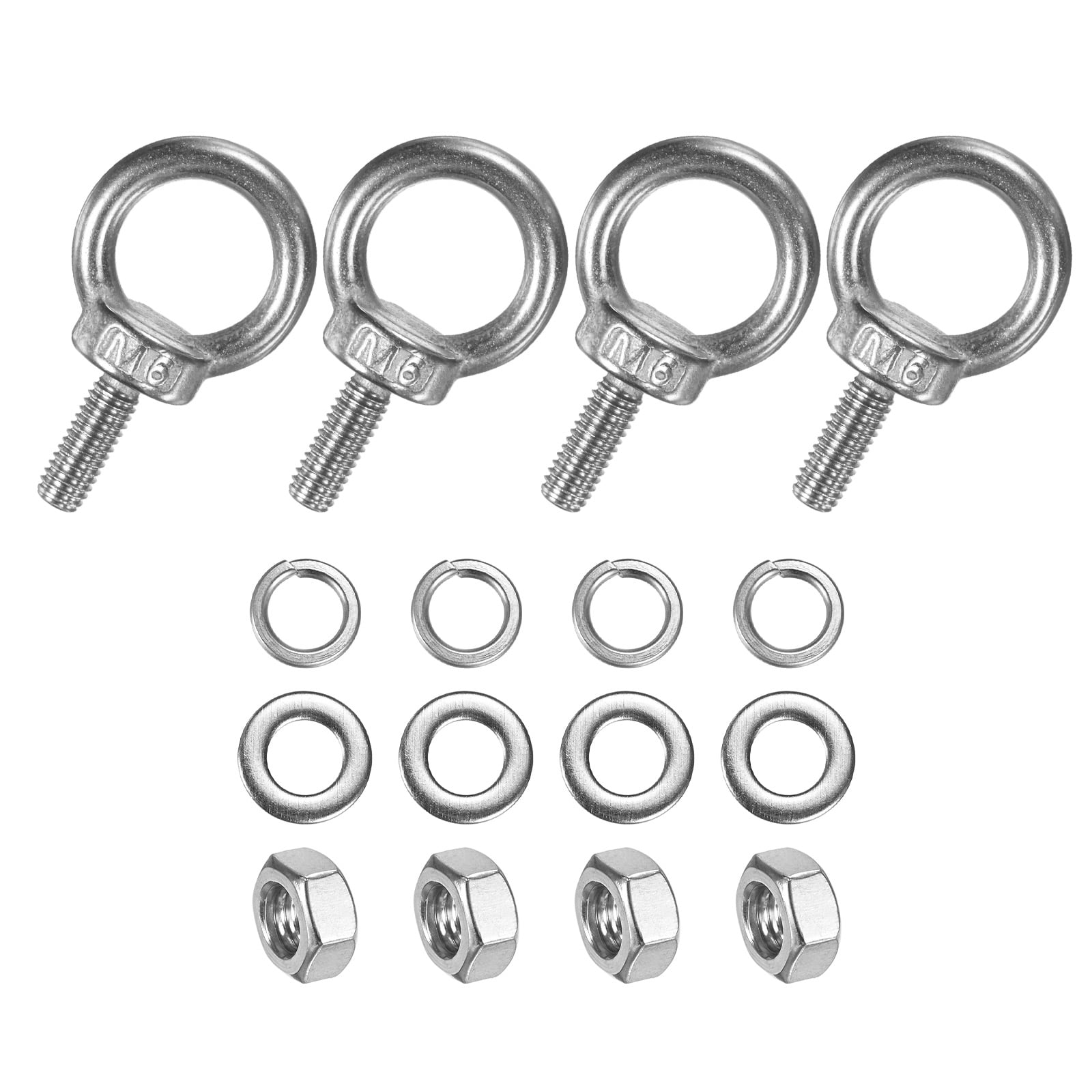 Uxcell 4-Sets Stainless Eyebolt M6x16mm Shoulder Lifting Eye Bolt with ...