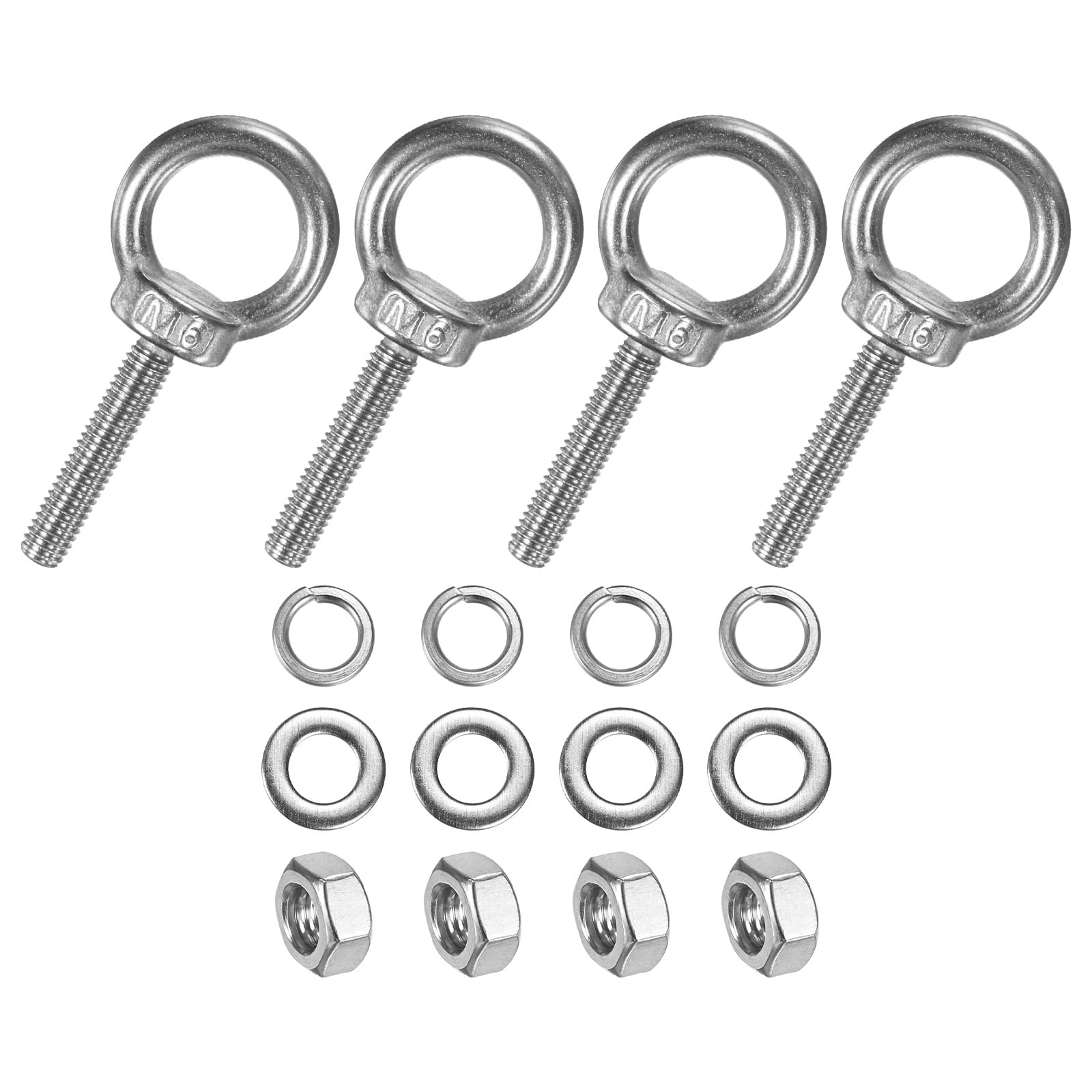 Uxcell 4-Sets Stainless Eyebolt M6x32mm Shoulder Lifting Eye Bolt with ...