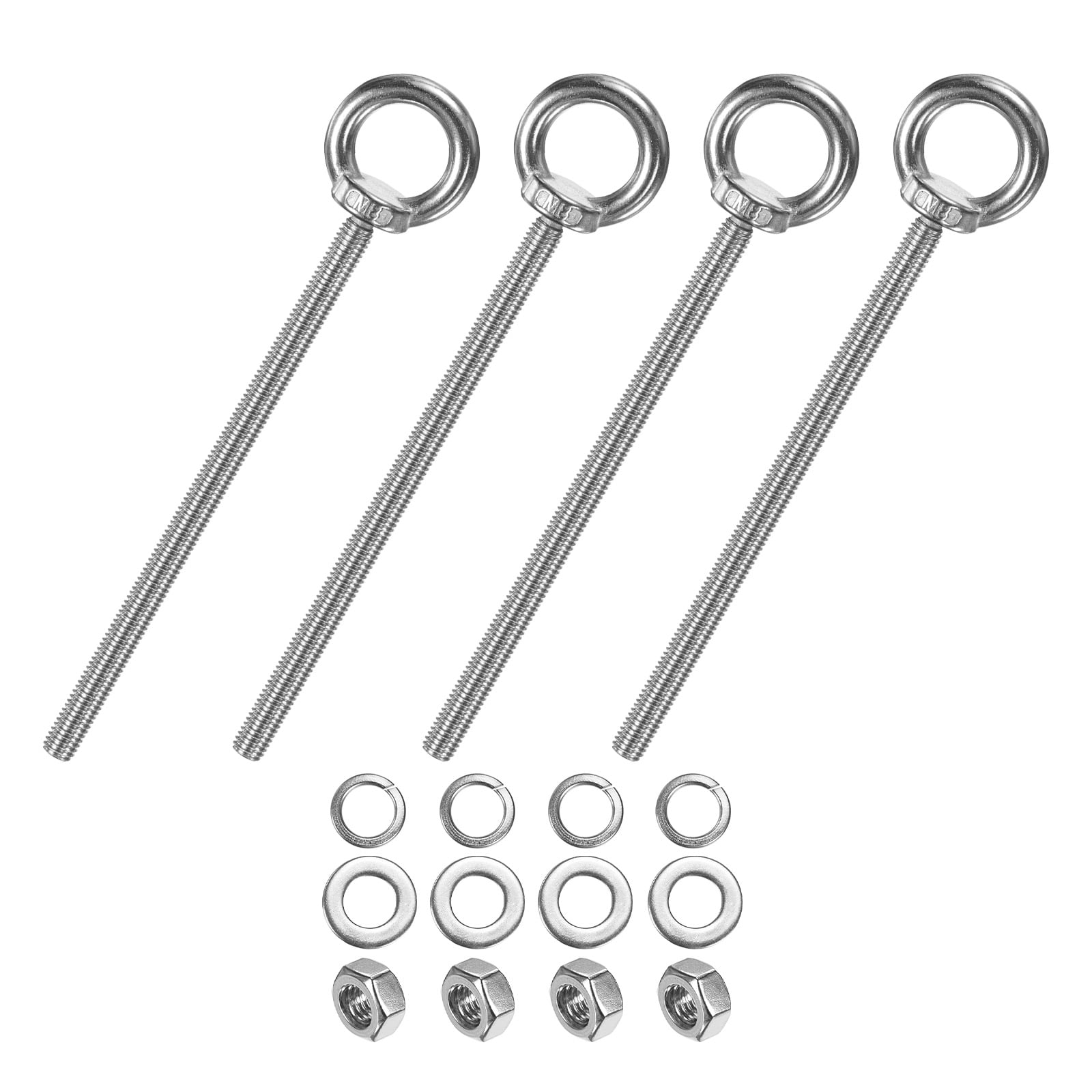 Uxcell 4-Sets Stainless Eyebolt M8x150mm Shoulder Lifting Eye Bolt with ...