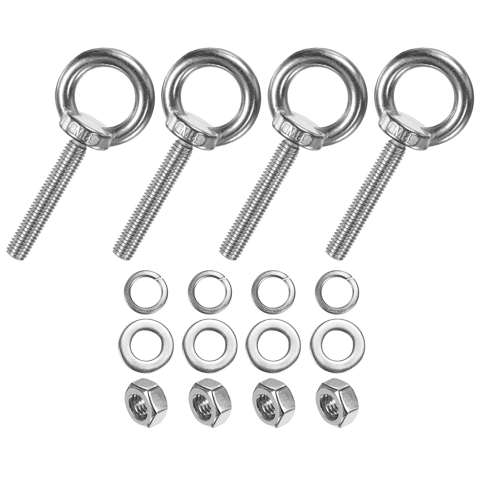 Uxcell 4-Sets Stainless Eyebolt M8x50mm Shoulder Lifting Eye Bolt with ...