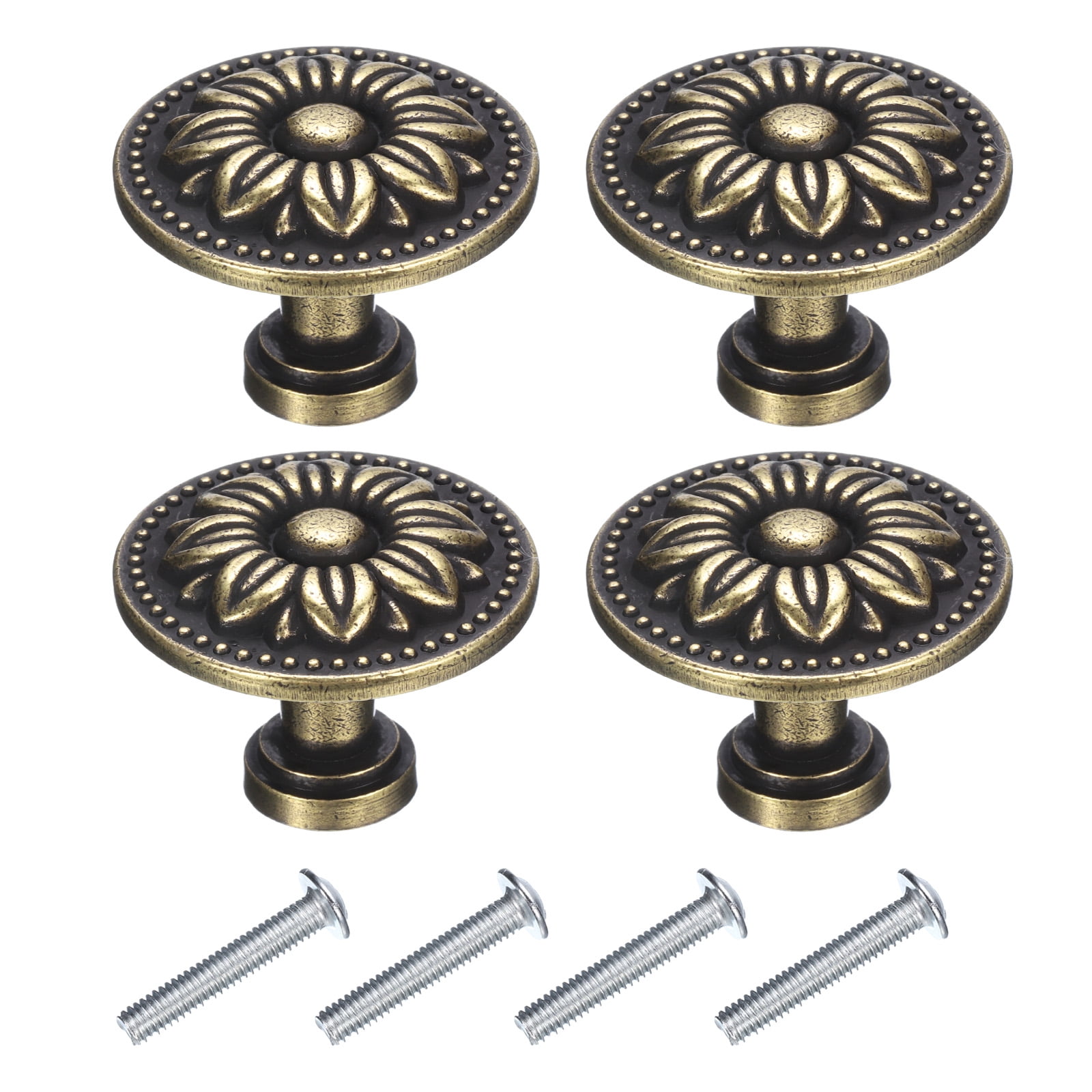 Uxcell 4 Sets Vintage Drawer Knobs with Flower Patterns for Cupboards ...