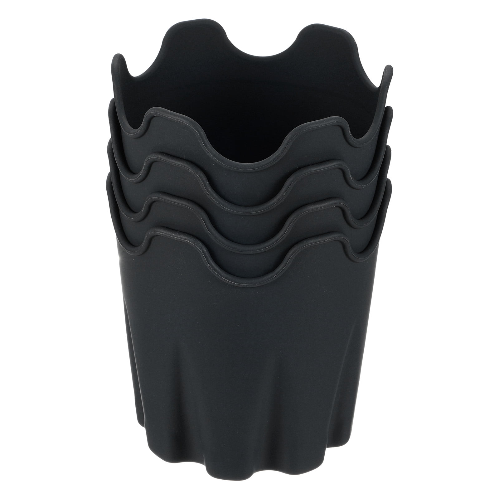 Uxcell 4" Silicone Round Flower Pot Planter Decorative Container, Black ...
