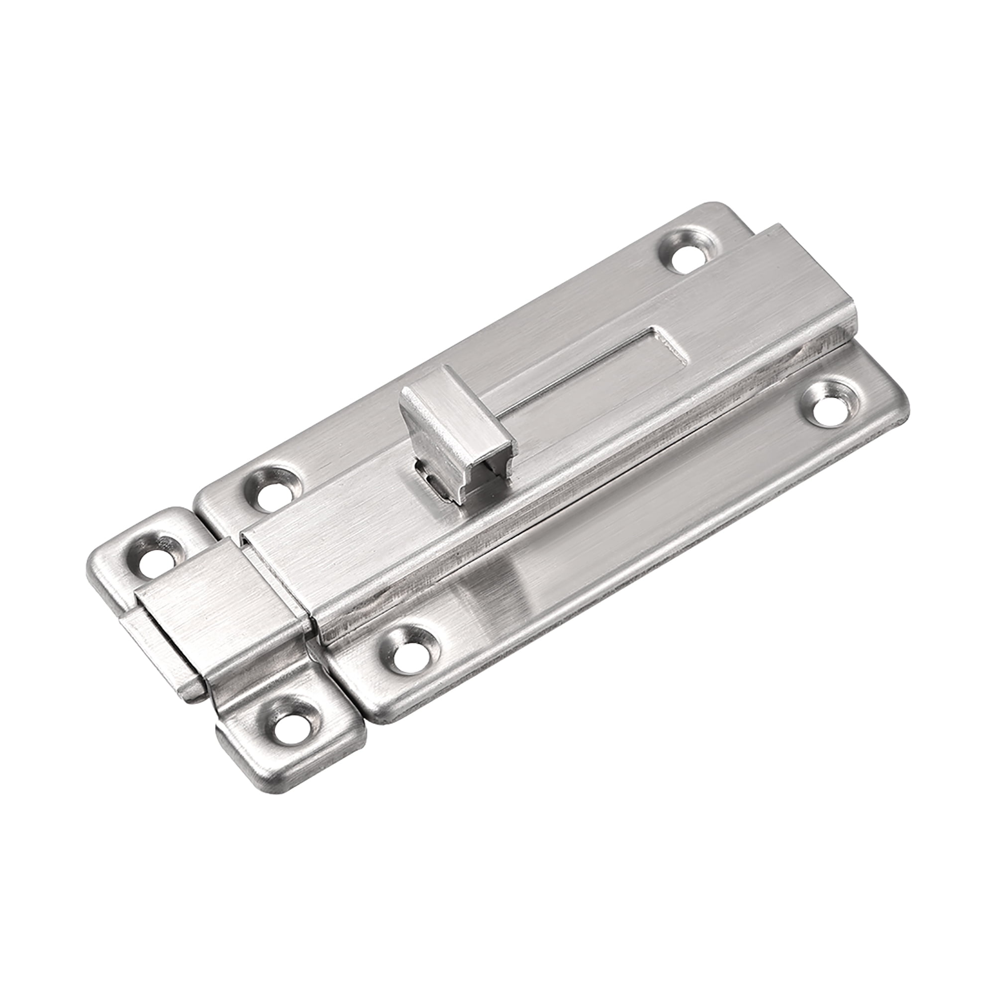 Uxcell 4" Sliding Latch Lock with Screws Stainless Steel Brushed Silver ...