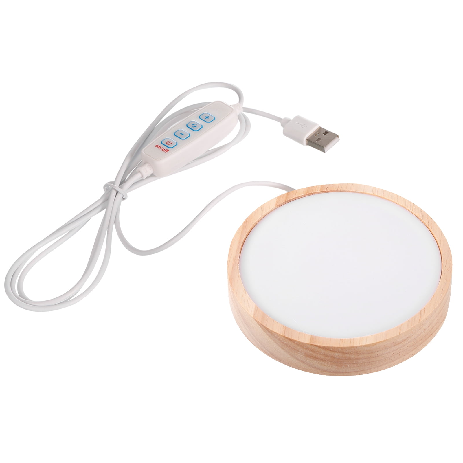 Uxcell 4" Wooden LED Light Base Dimmable Wood Light Display Base Stand ...