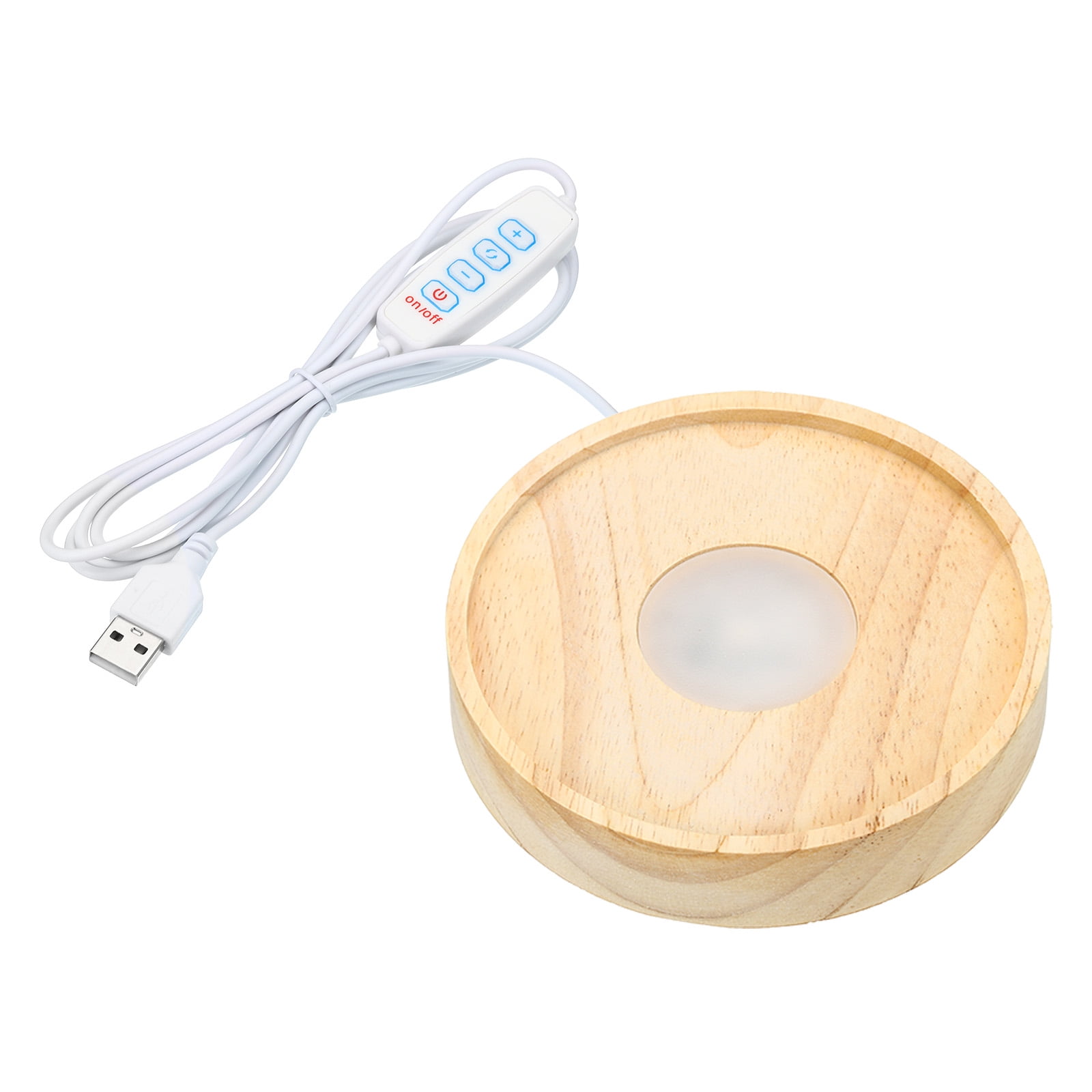 Uxcell 4" Wooden LED Light Base Light Display Base Stand for 3D Crystal ...