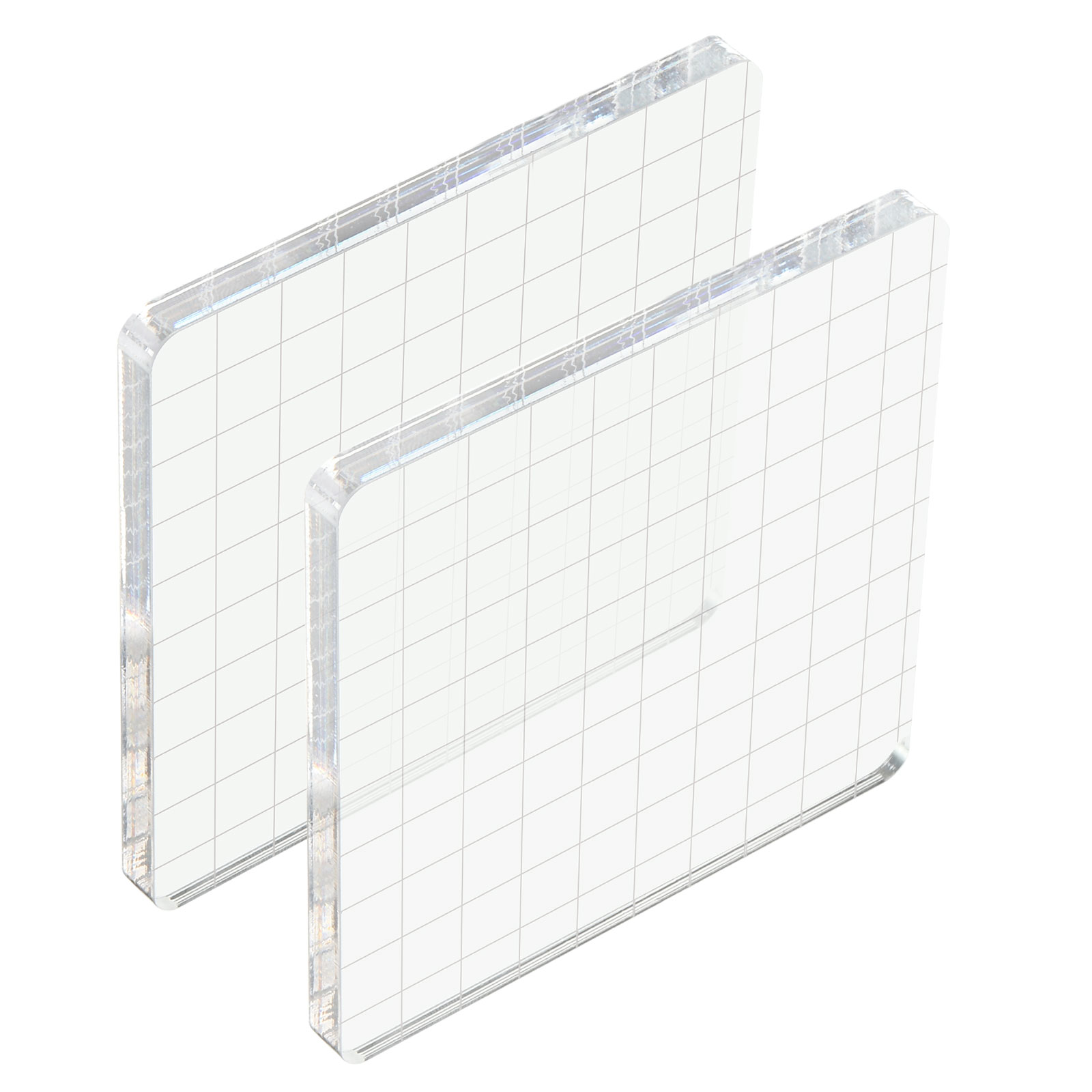 Uxcell 4" x 4" Acrylic Stamp Block Clear Stamping Block with Grid Lines ...
