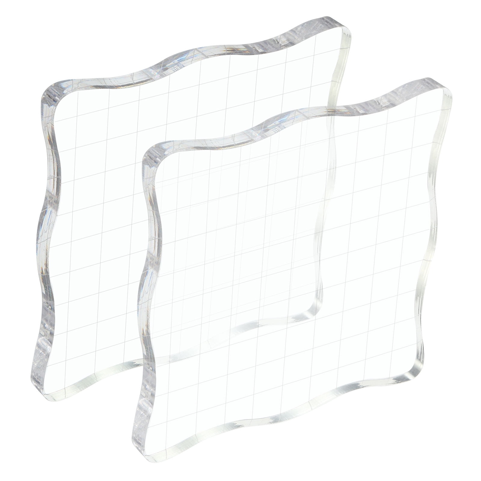 Uxcell 4" x 4" Acrylic Stamp Block Clear Stamping Block with Grid Lines ...
