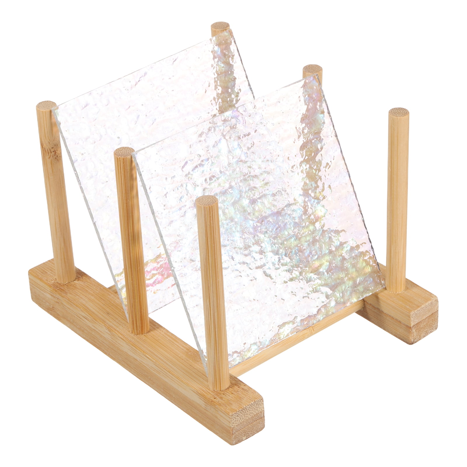 Uxcell 4 x 4" Stained Glass 2 Sheets Art Glass Transparent Wave Pattern ...