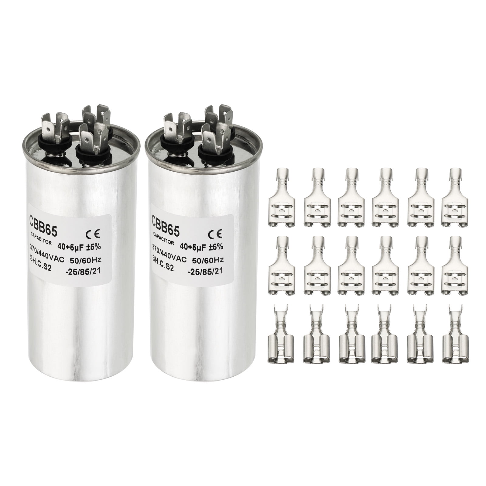 Uxcell 40+5uf 40/5MDF 370/440Fan Start Capacitor,2Pcs CBB65 Circular Dual Run Capacitor with ...